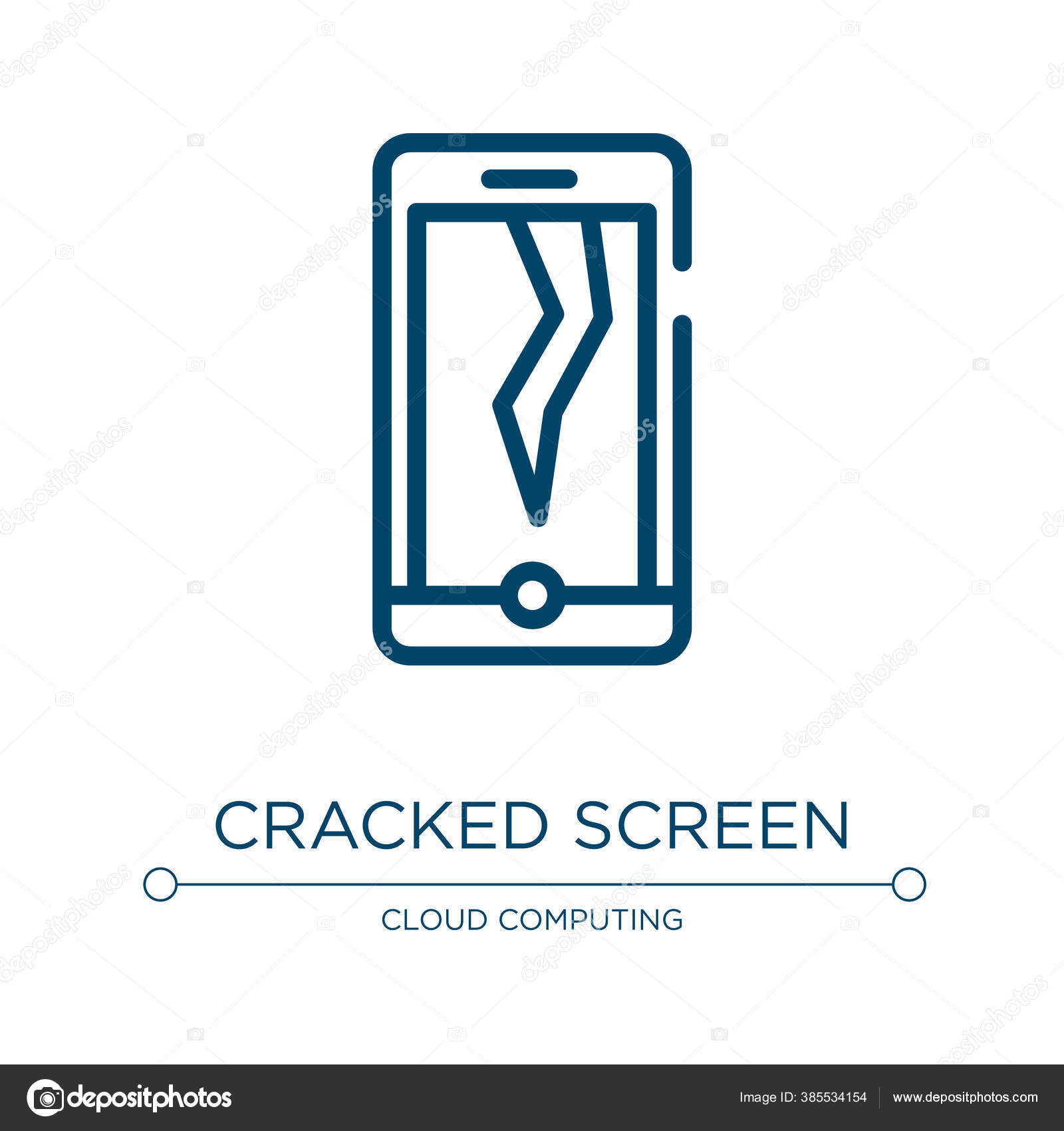 Cracked Screen Icon Linear Vector Illustration Material Devices ...