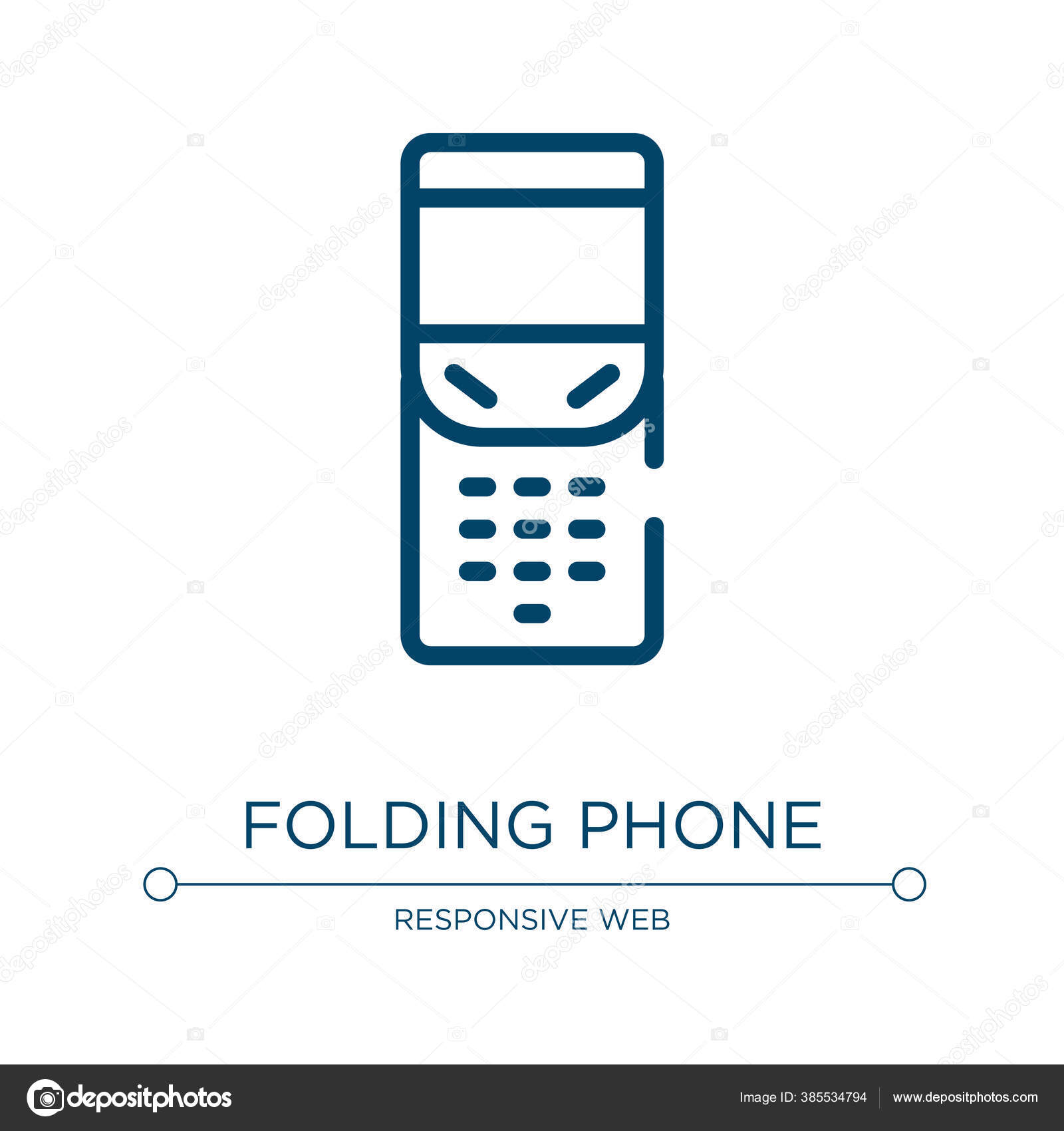 Folding Phone Icon Linear Vector Illustration Electronic Devices Fill ...