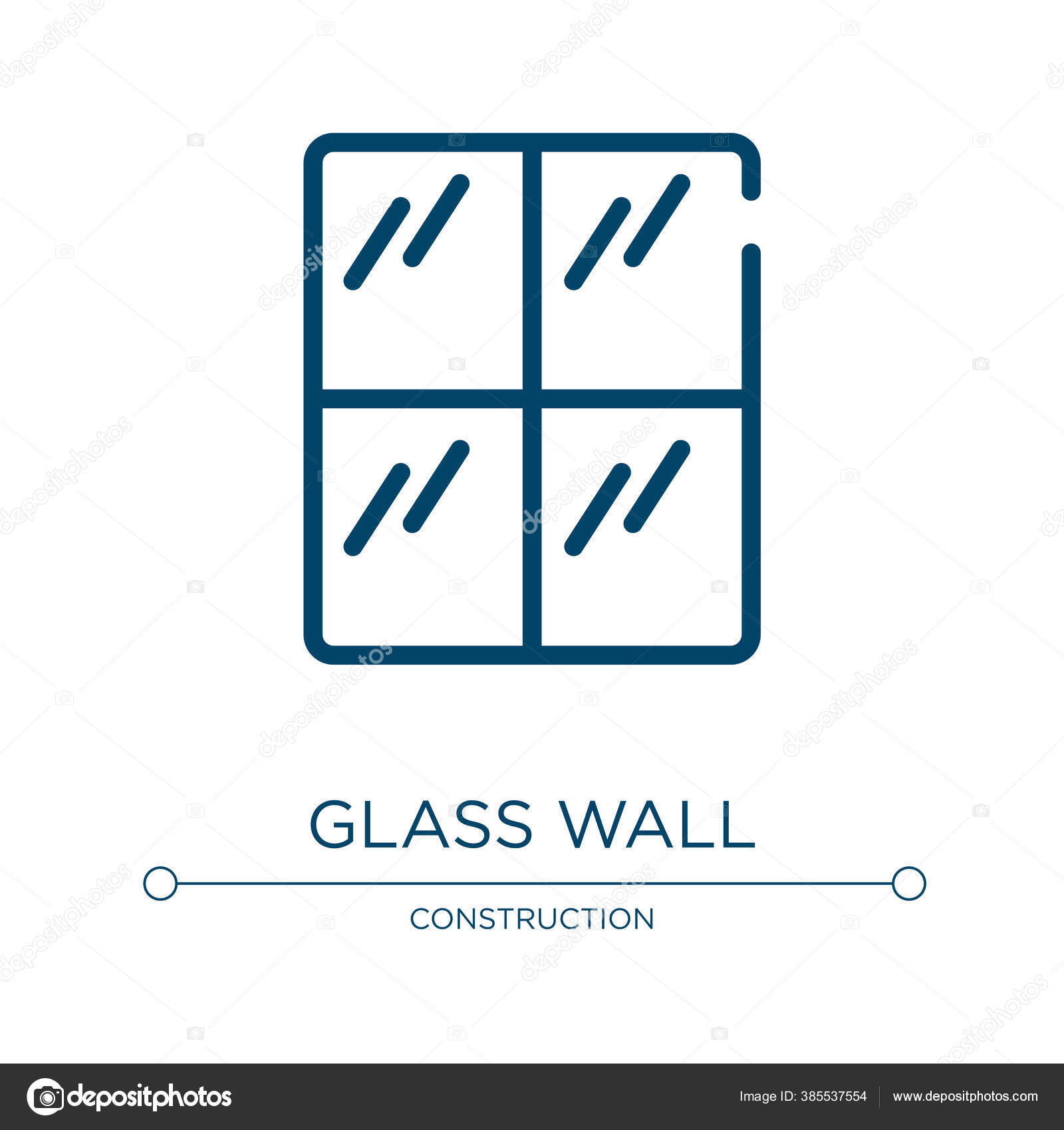 Glass Wall Icon Linear Vector Illustration Architecture Construction ...