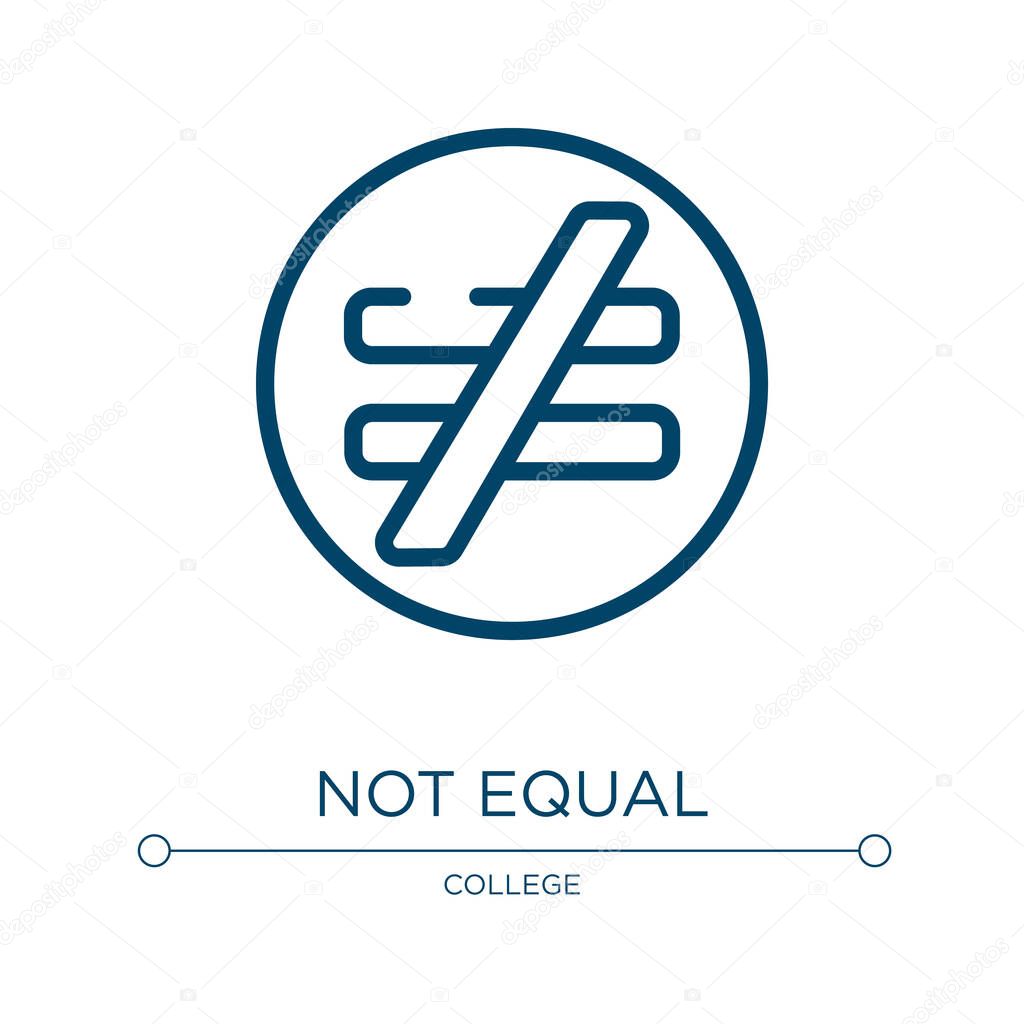 Icono no igual. Ilustración lineal vectorial de la colección de ...