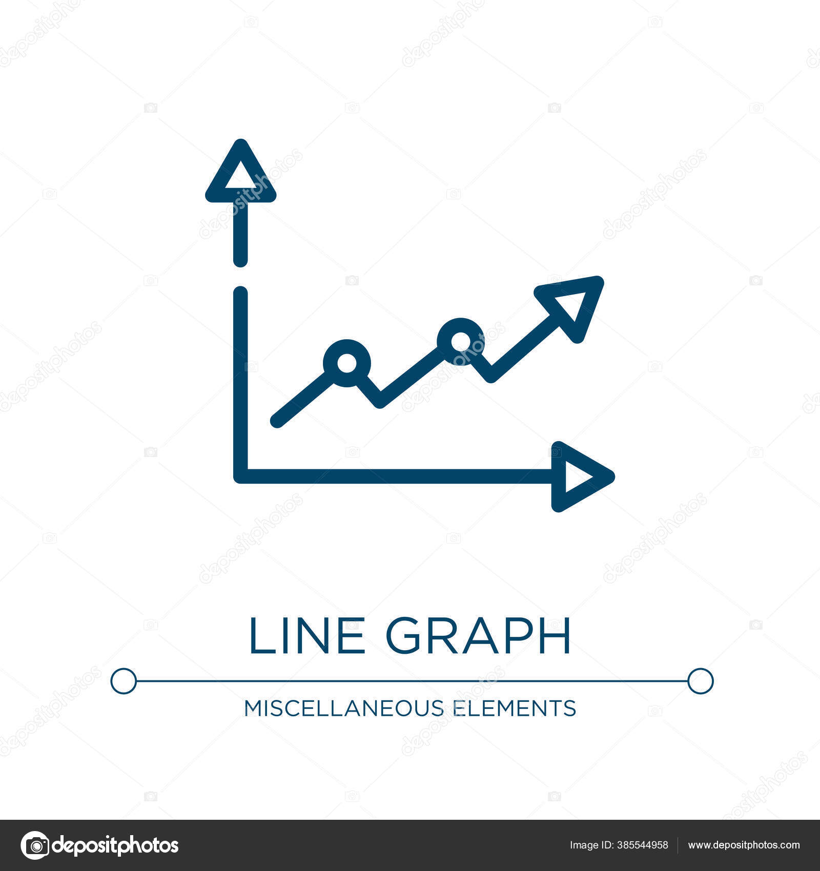 Line Graph Icon Linear Vector Illustration Business Charts Collection ...