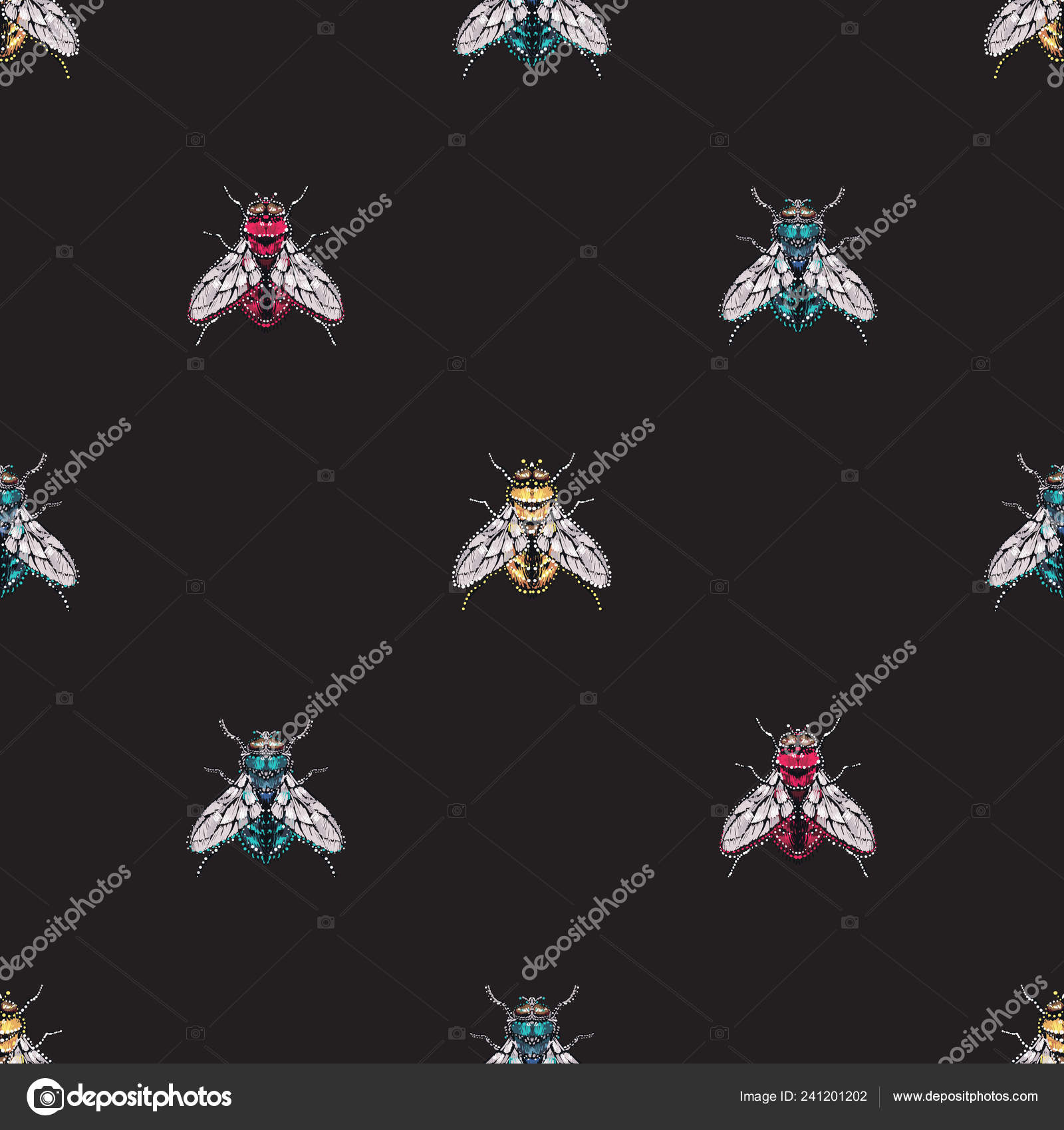 Black Background Insects Vector Illustration Stock Vector Image by ...