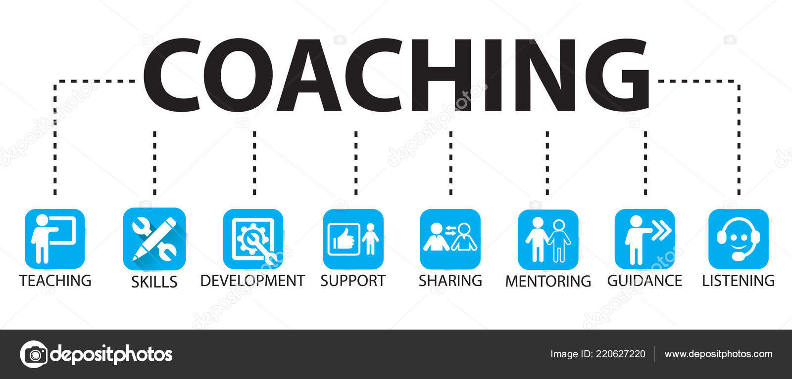 Vector Illustration Business Coaching Mentoring Concept Icons Words ... Vector Illustration Business Coaching Mentoring Concept Icons Words ...