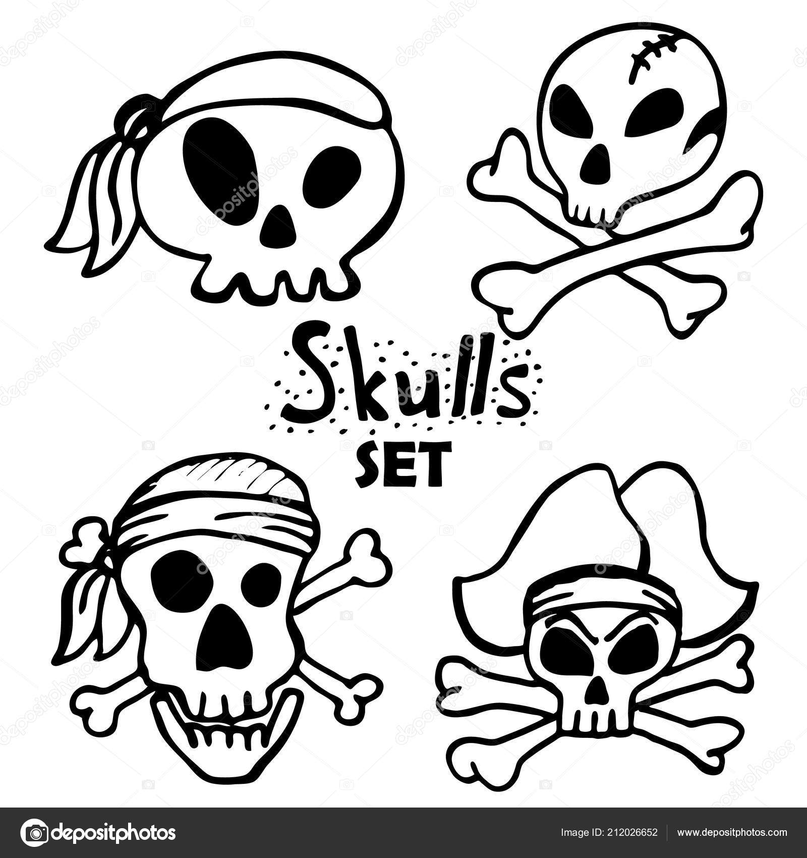 Jolly Roger Skulls Set Pirate Skull Vector Isolated Piracy Symbols
