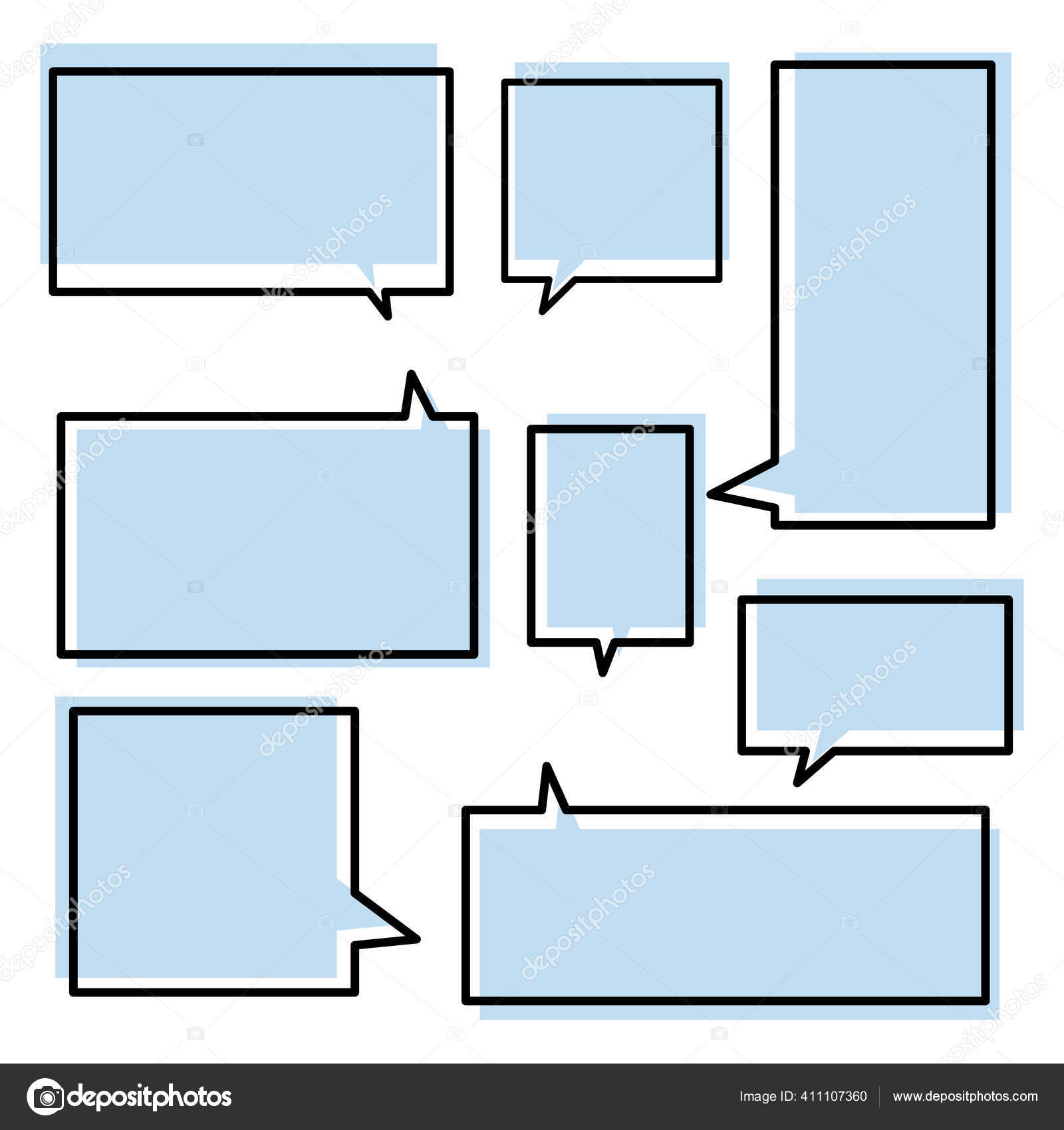 Set Vector Speech Bubbles Square Speech Bubbles Isolated White Stock ...