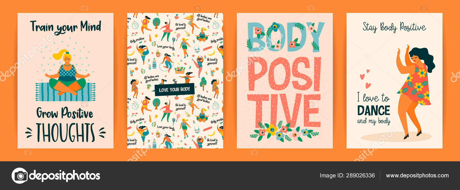 Body positive. Vector templates. Happy plus size girls and active ...