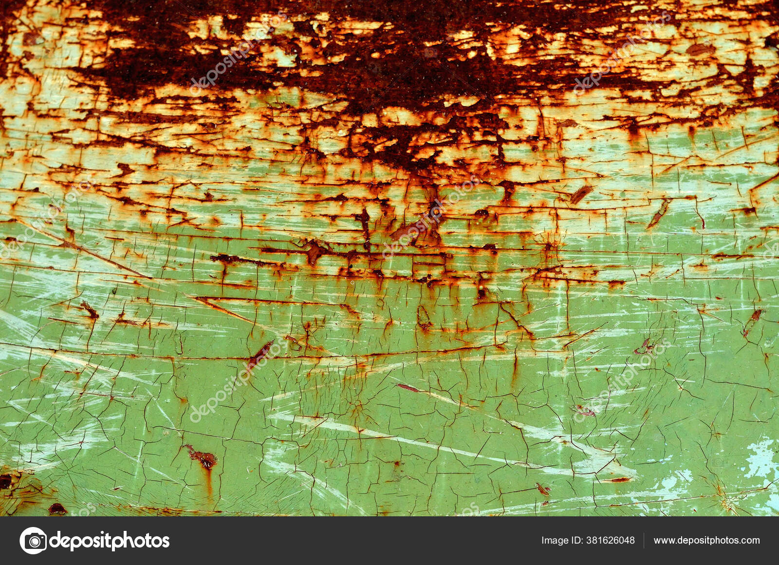 Specks of rust on old green painted metal texture pattern background ...