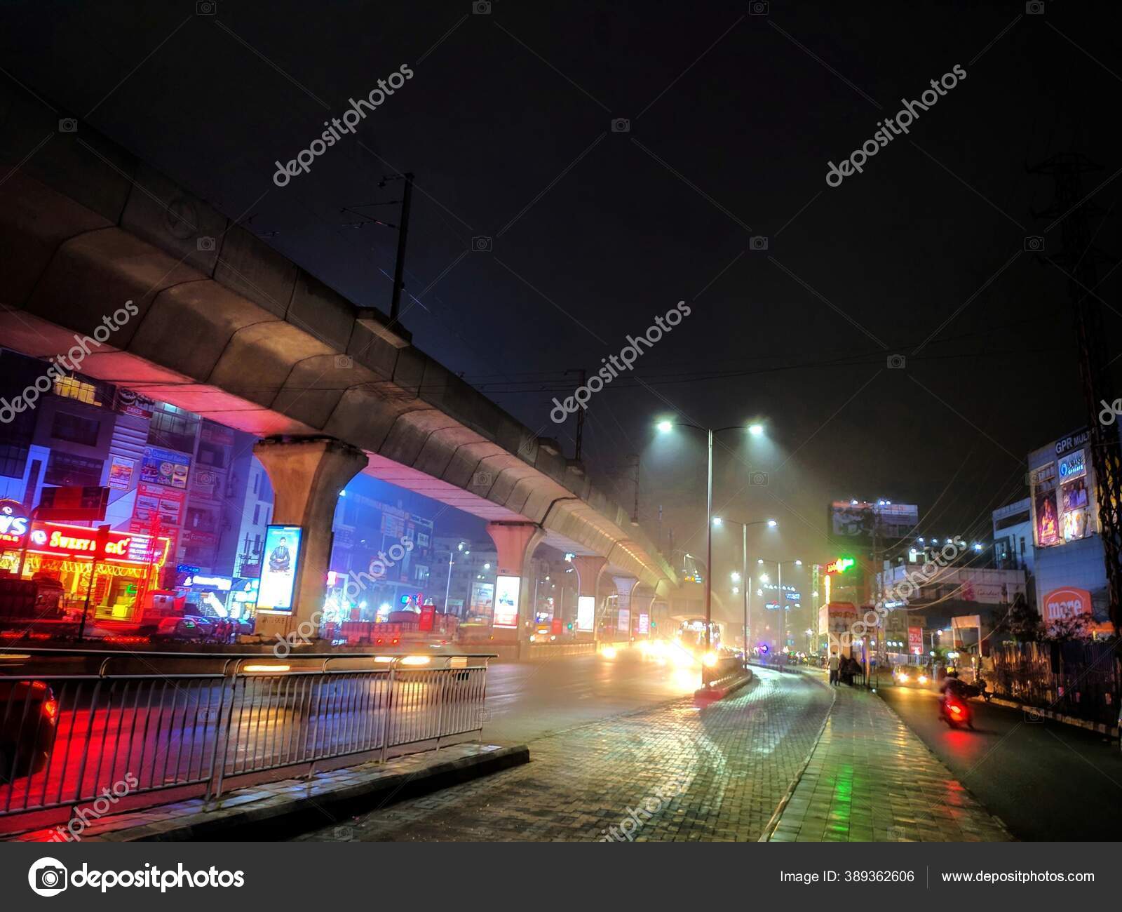 Night View Metro Station Hyderabad City — Stock Editorial Photo ...