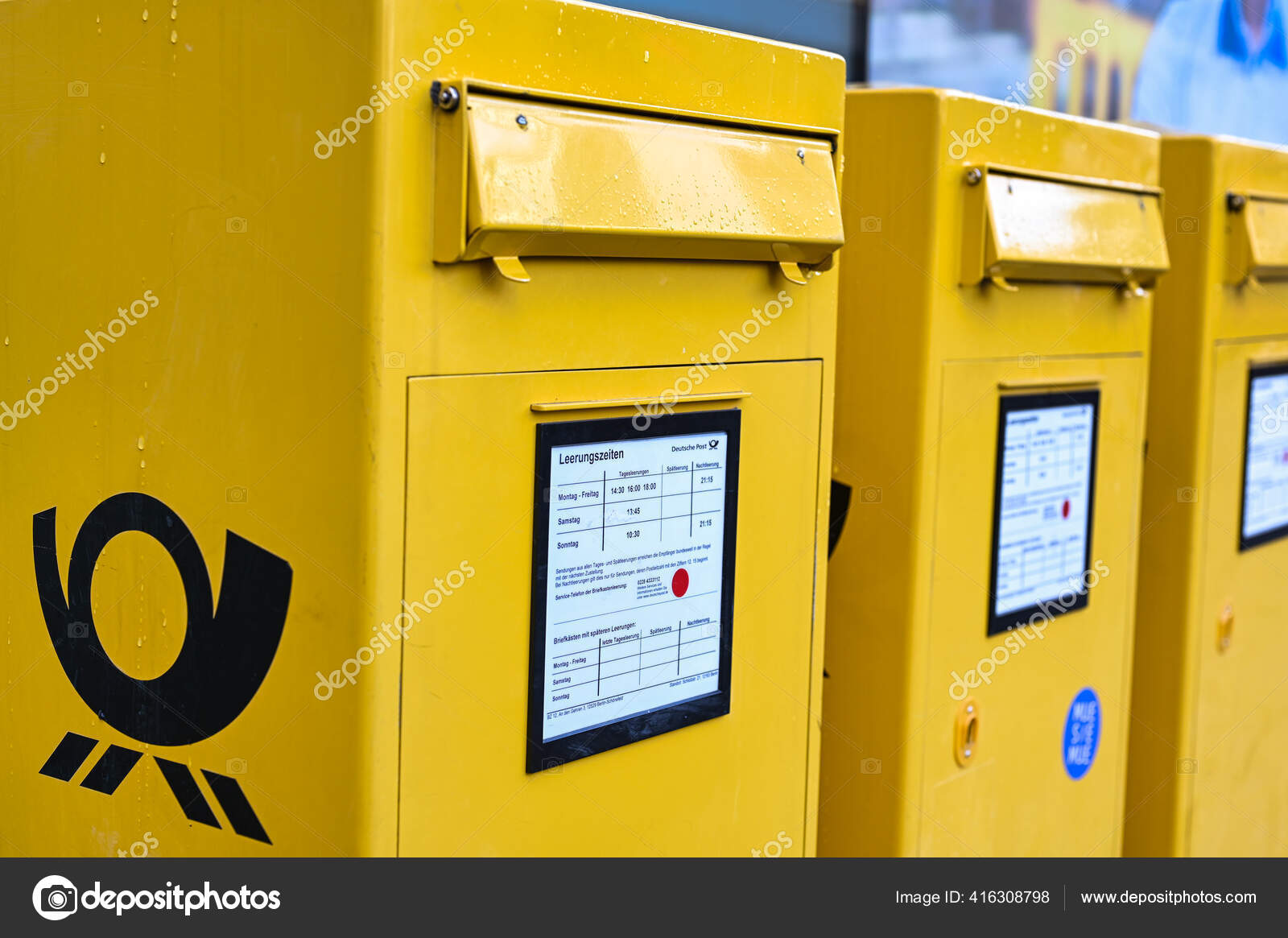 Berlin Germany October 2019 Several Mailboxes German Post Logo Typical ...