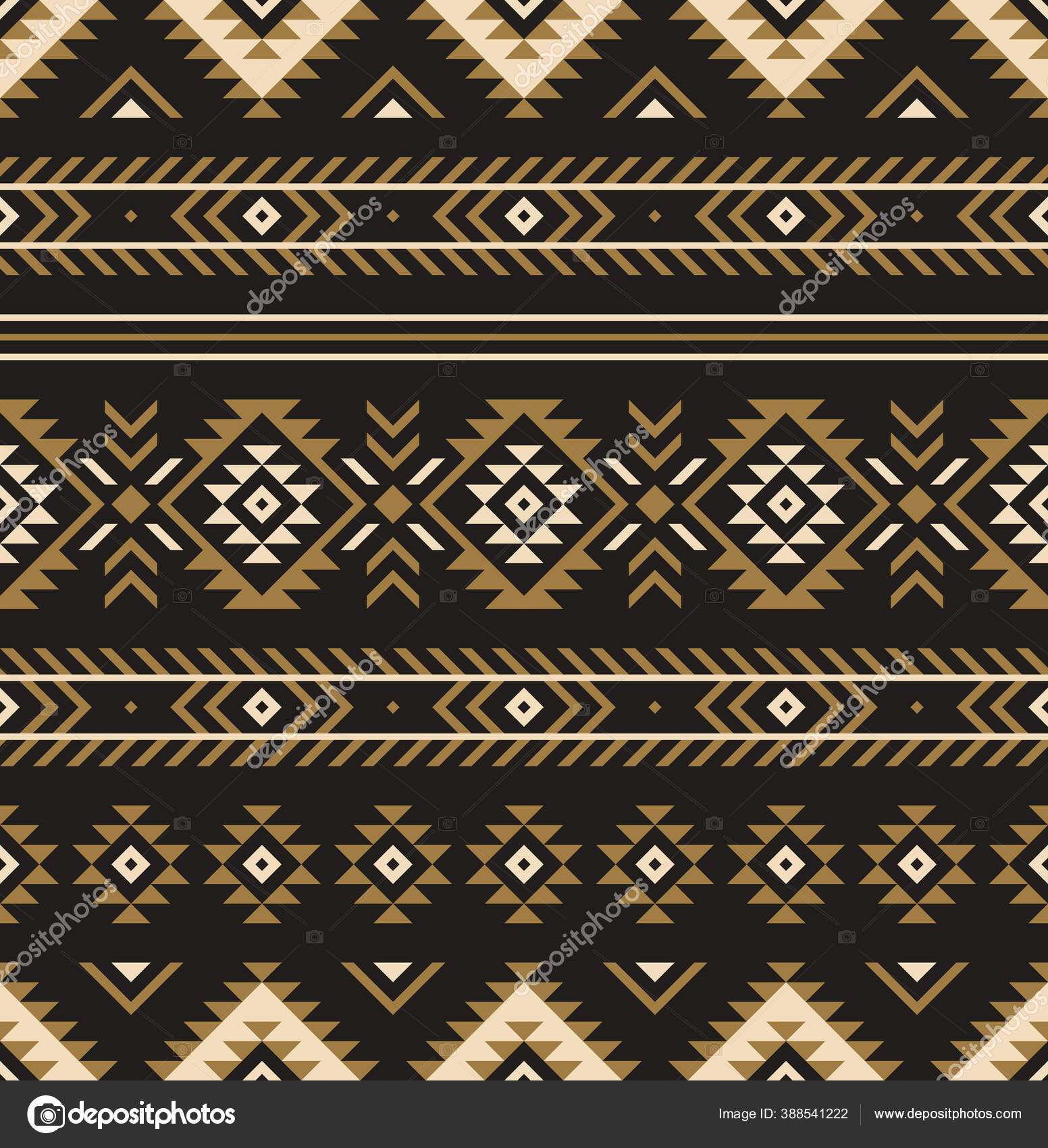 Boho Pattern Vector Dark Aztec Native Stripes Graphic Luxury Gold Stock ...