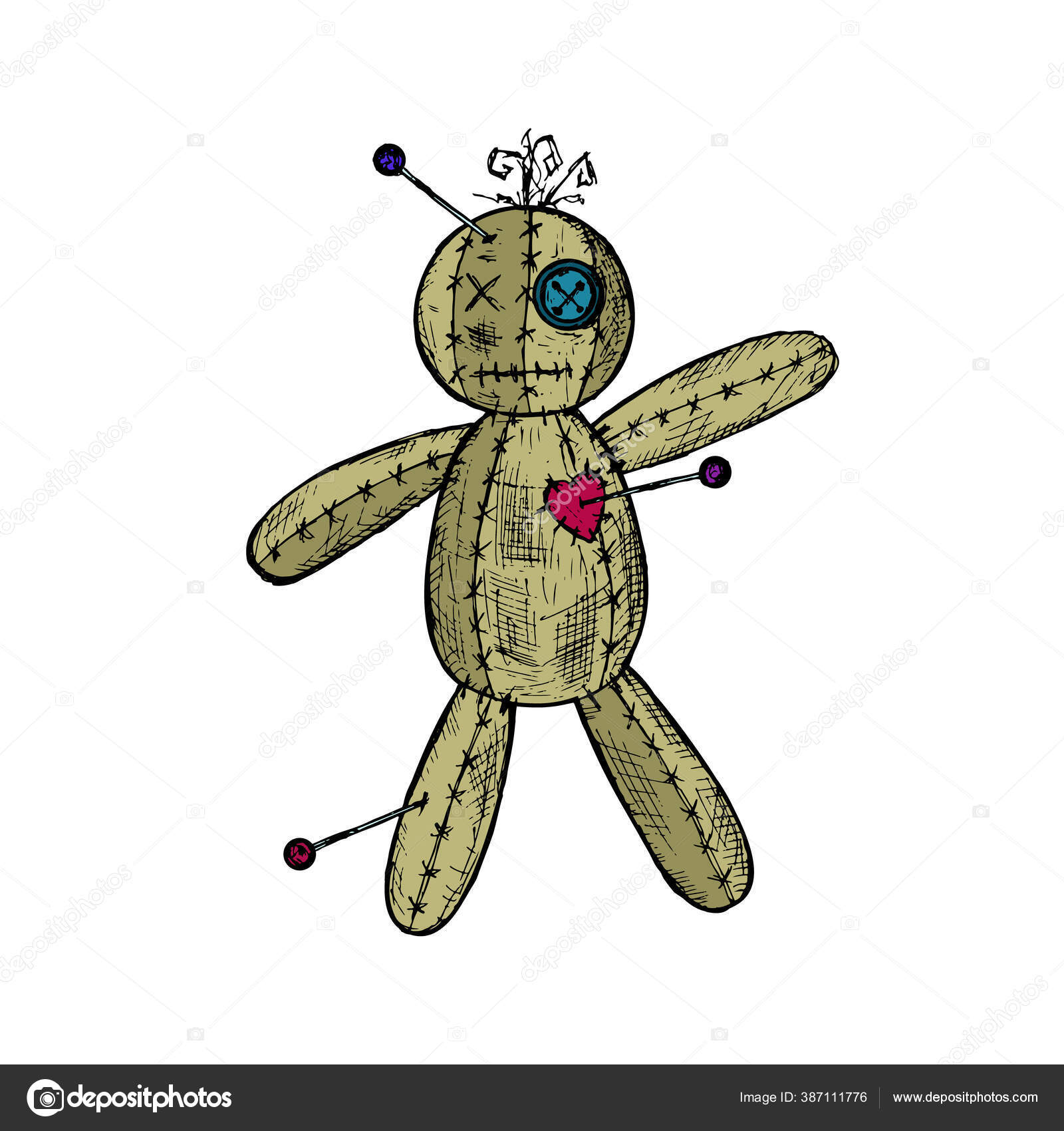 Poupée Vaudou Illustration Vectorielle Dessin Animé Objet Isolé Sur ...