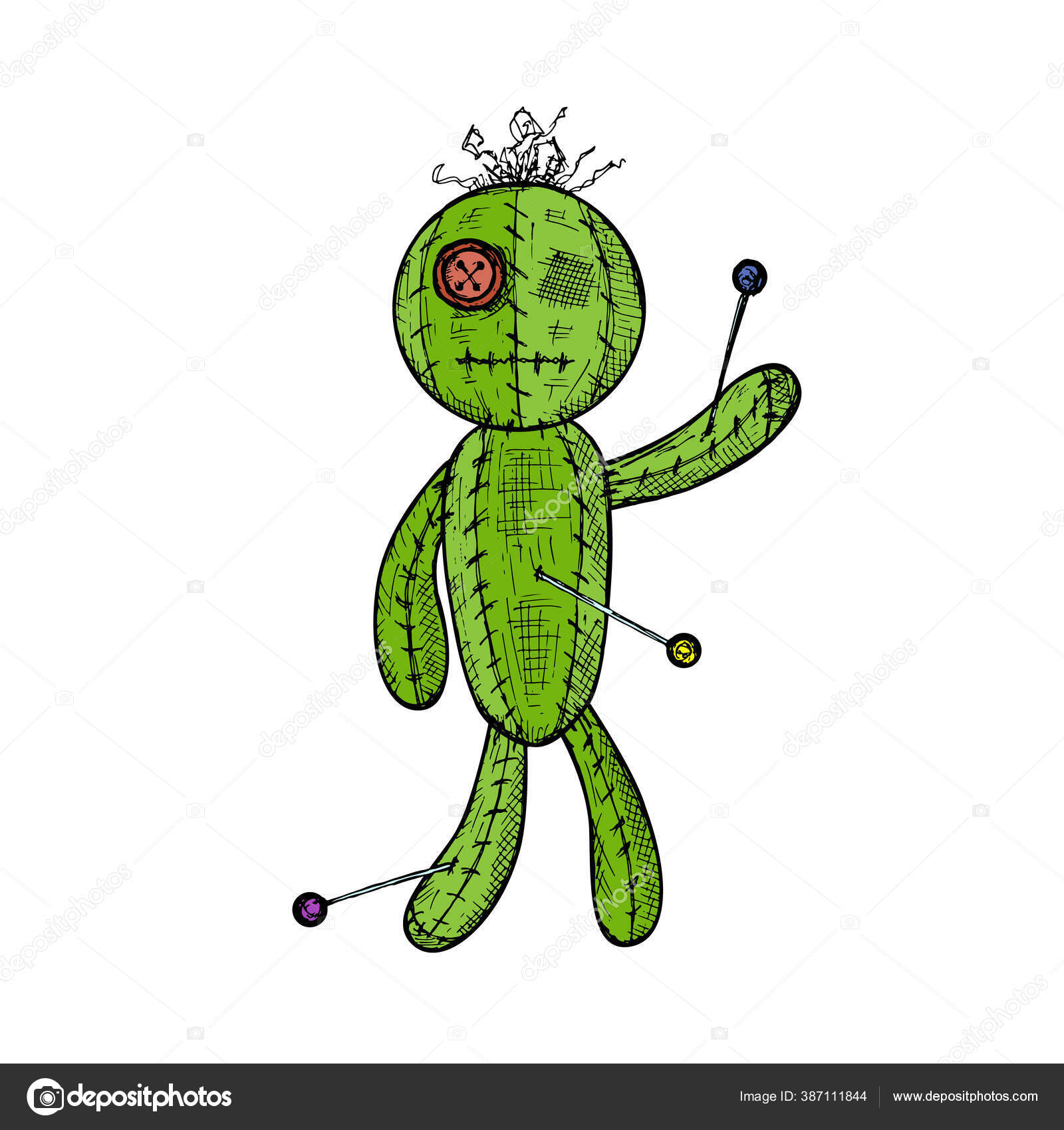 Voodoo Doll Vector Cartoon Illustration Isolated Object White ...