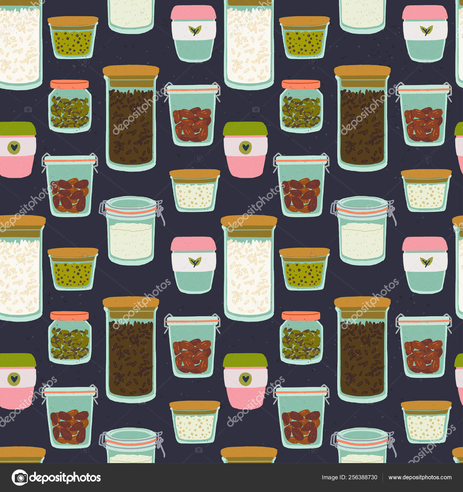 Glass jars seamless pattern Stock Vector Image by ©TashaNatasha #256388730