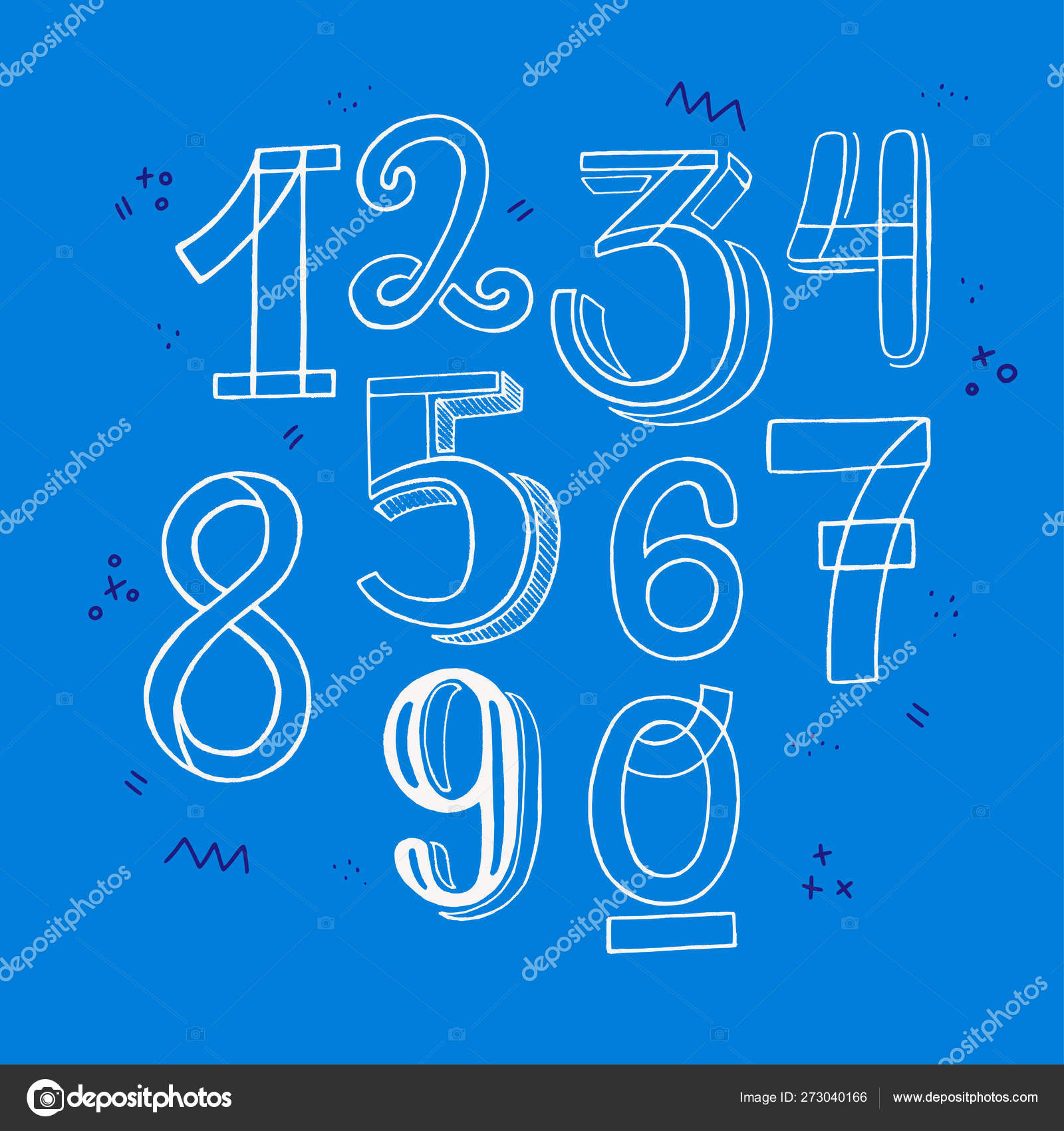 Set of hand drawn numbers from 0 to 9 Stock Vector by ©TashaNatasha ...