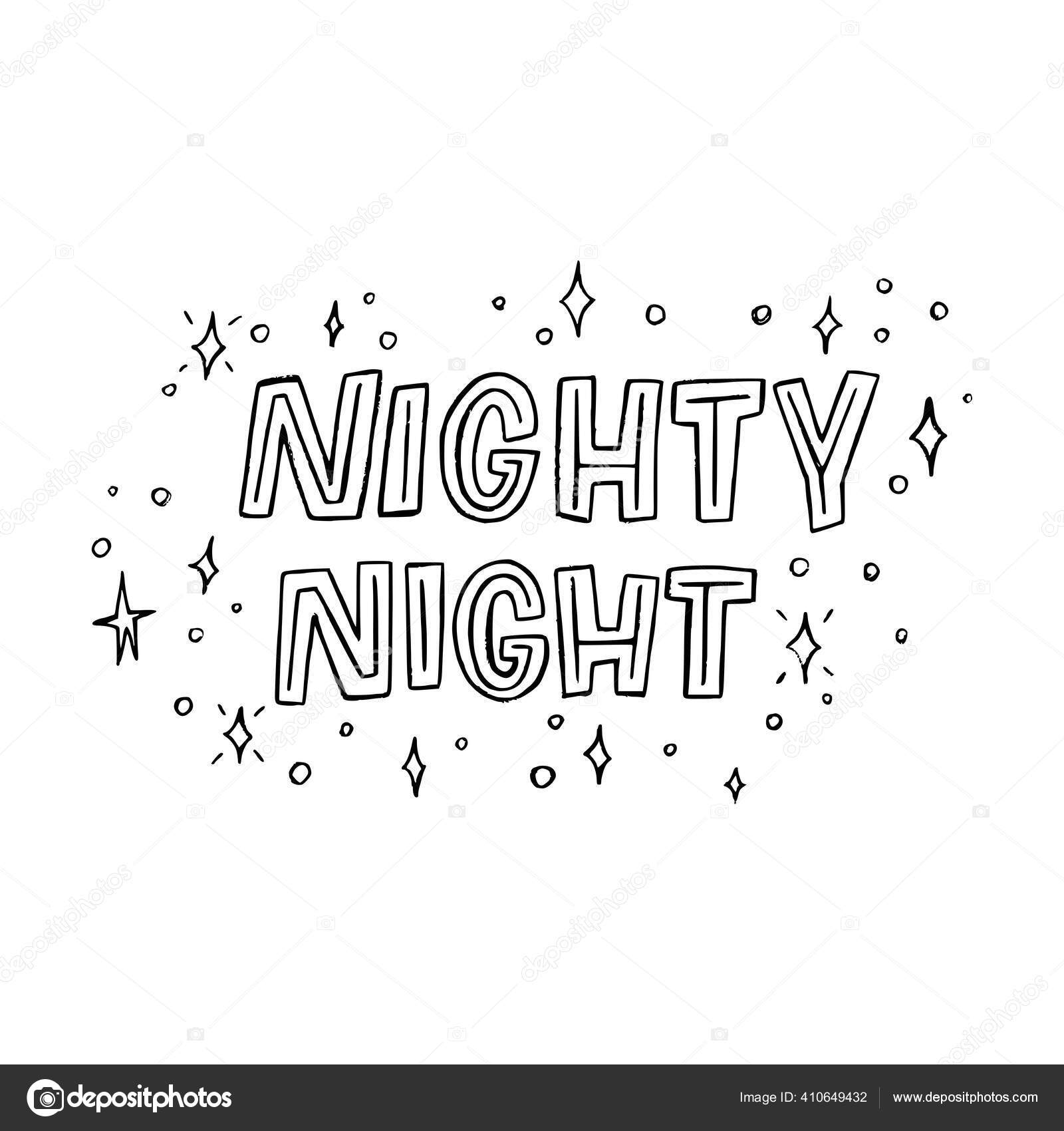 The Word Night In Black And White