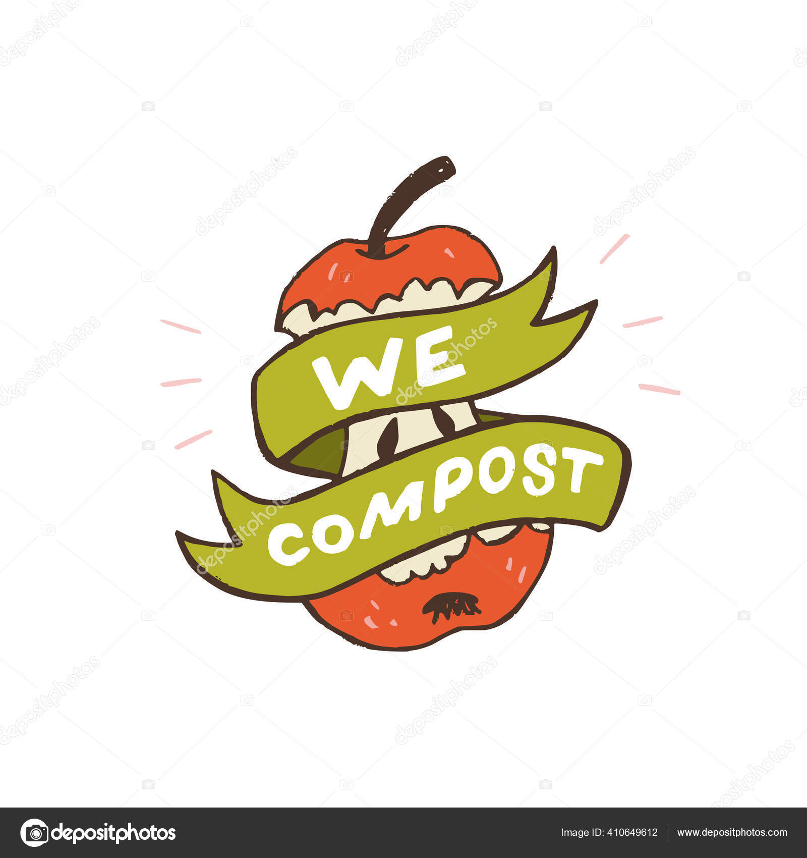 Decorative Green Ribbon Lettering Slogan Learn Compost Wrapping Red ...