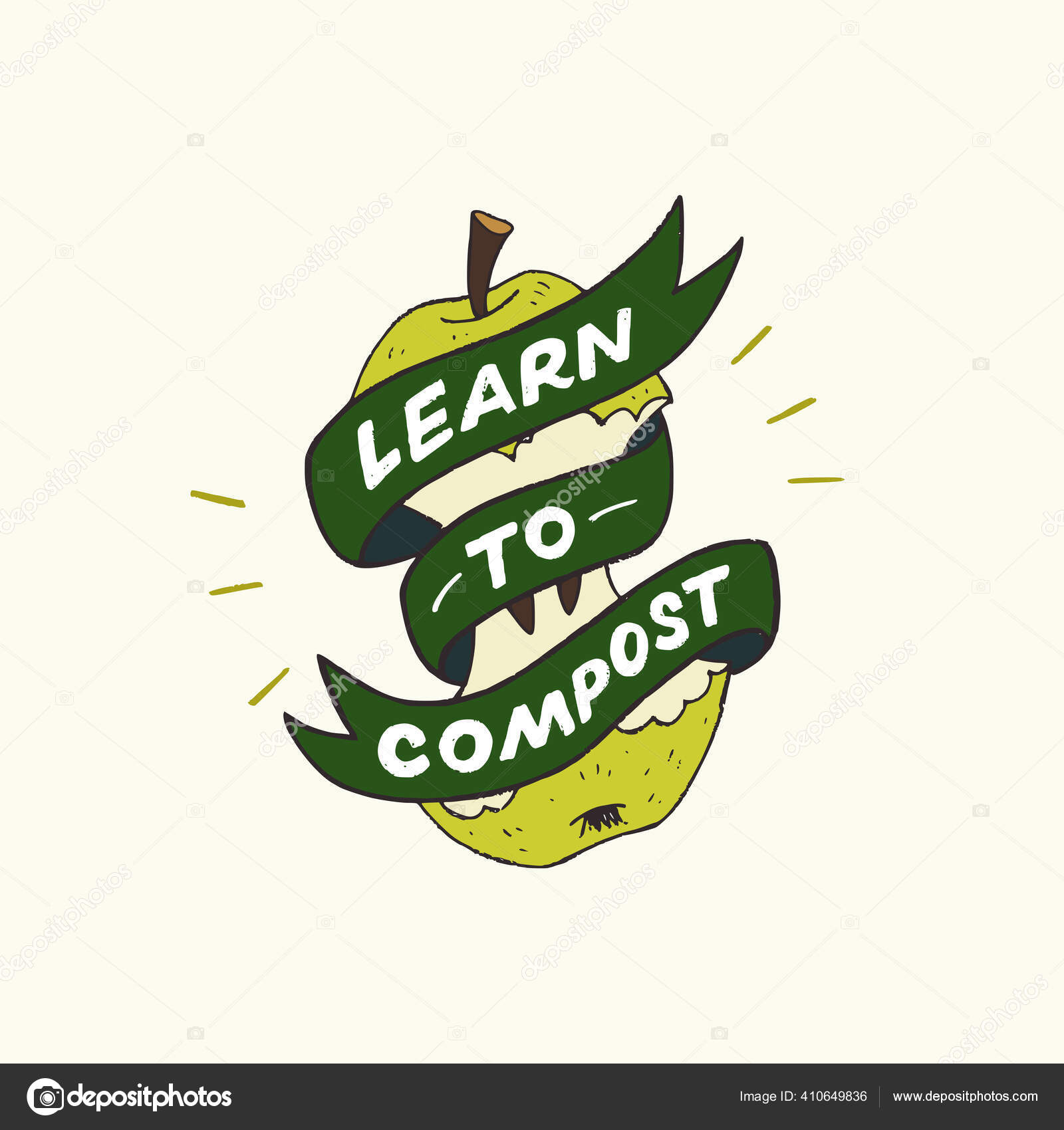 Decorative Ribbon Lettering Inscription Learn Compost Wrapping Green ...