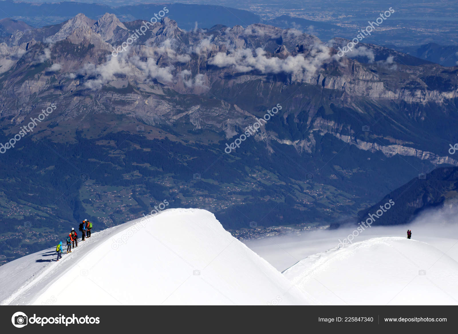 Climber Reaches Summit Mountain Peak Success Freedom Happiness ...