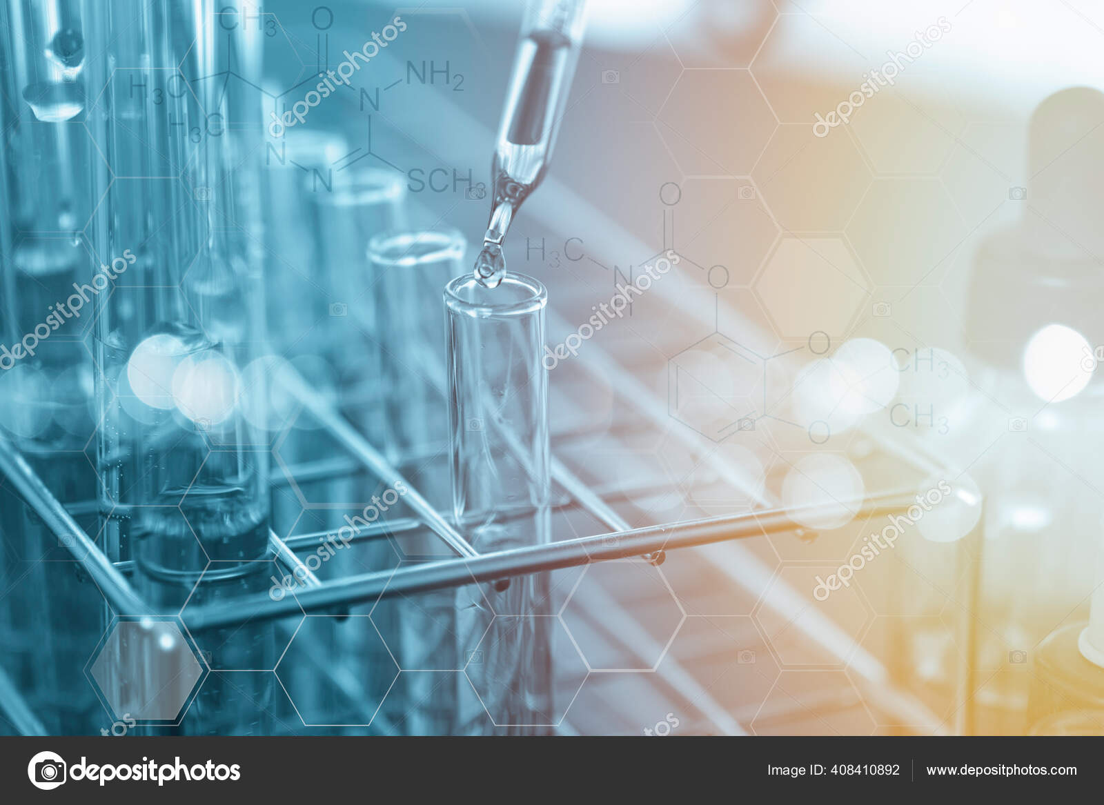 Closeup Scientists Use Chemical Dropper Test Tube Experiment Science ...