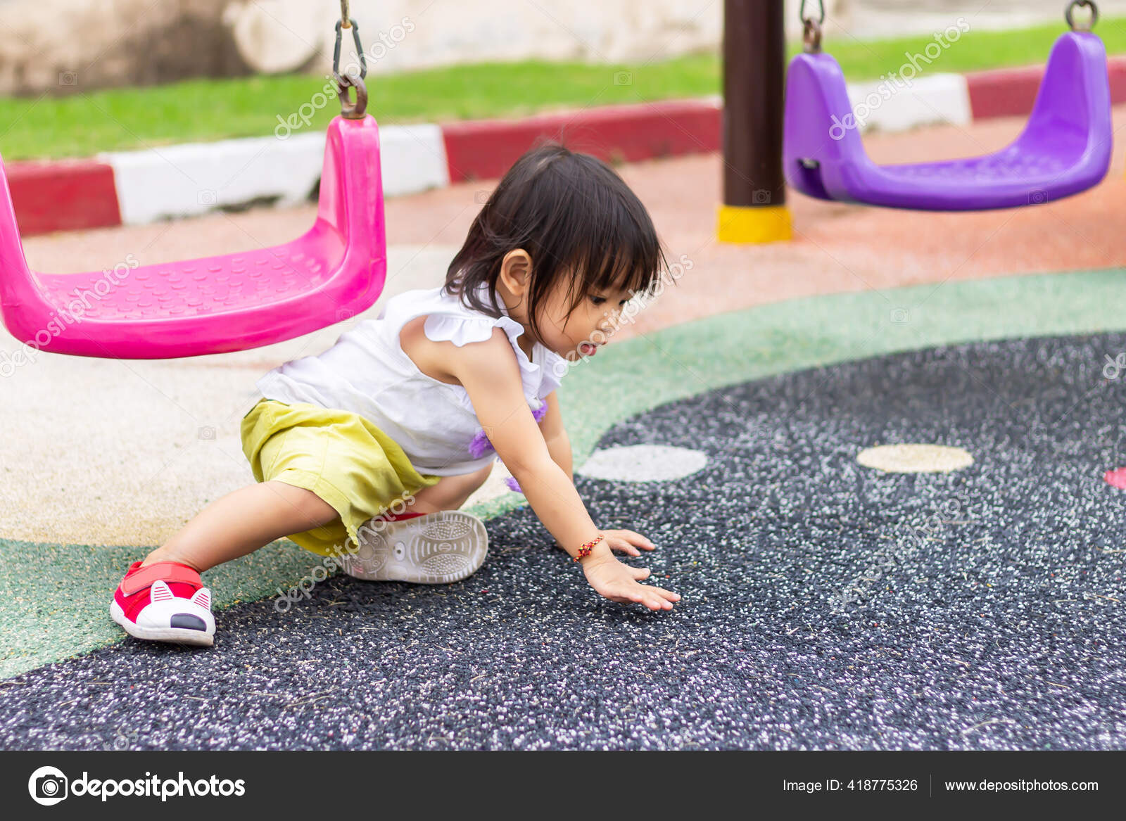 Soft Focus Kids Unsafe Condition Concept Playground Asian Baby Child ...