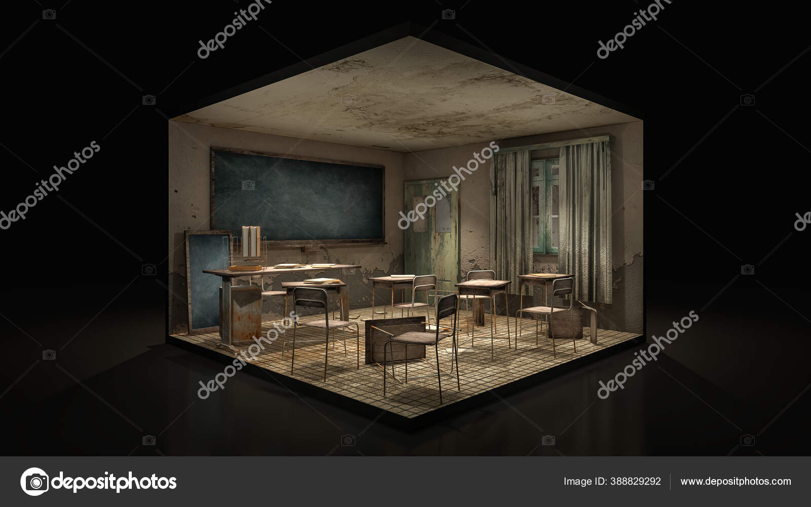 Horror Creepy Classroom School Illustration Stock Photo by ...