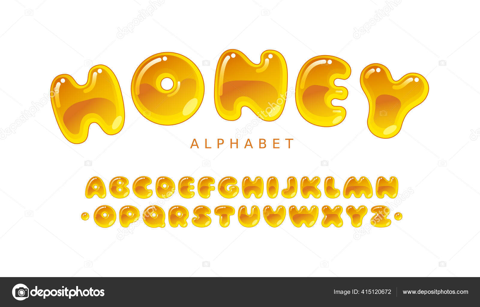 Alfabeto Miel Burbuja Ámbar Letras Vectoriales Mayúsculas Eps10 Rgb Dos ...