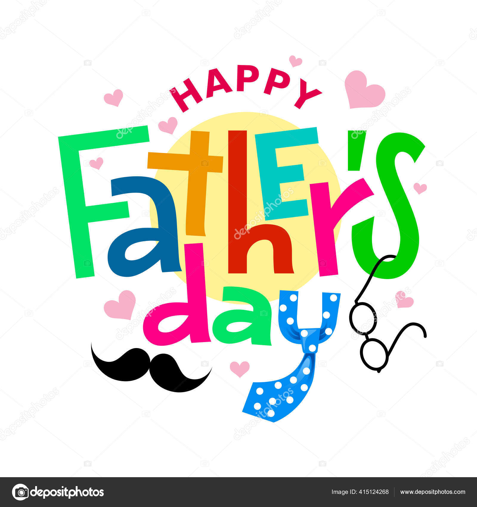 Feliz Día Del Padre Letras Vectoriales Coloridas Sobre Fondo Blanco ...