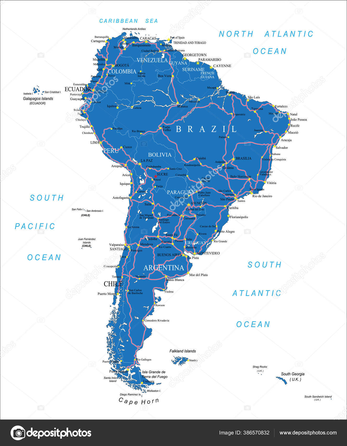 Mapa De Ciudades De América Del Sur