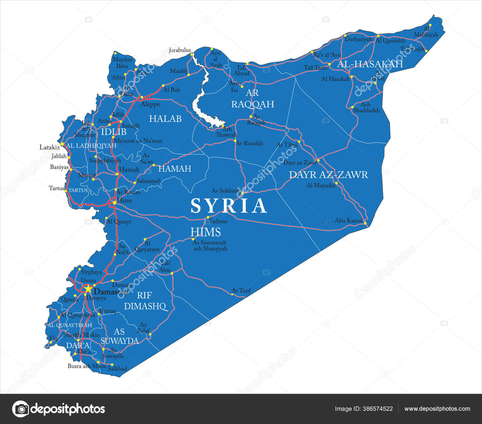 Suriye çölü Fiziki Haritası