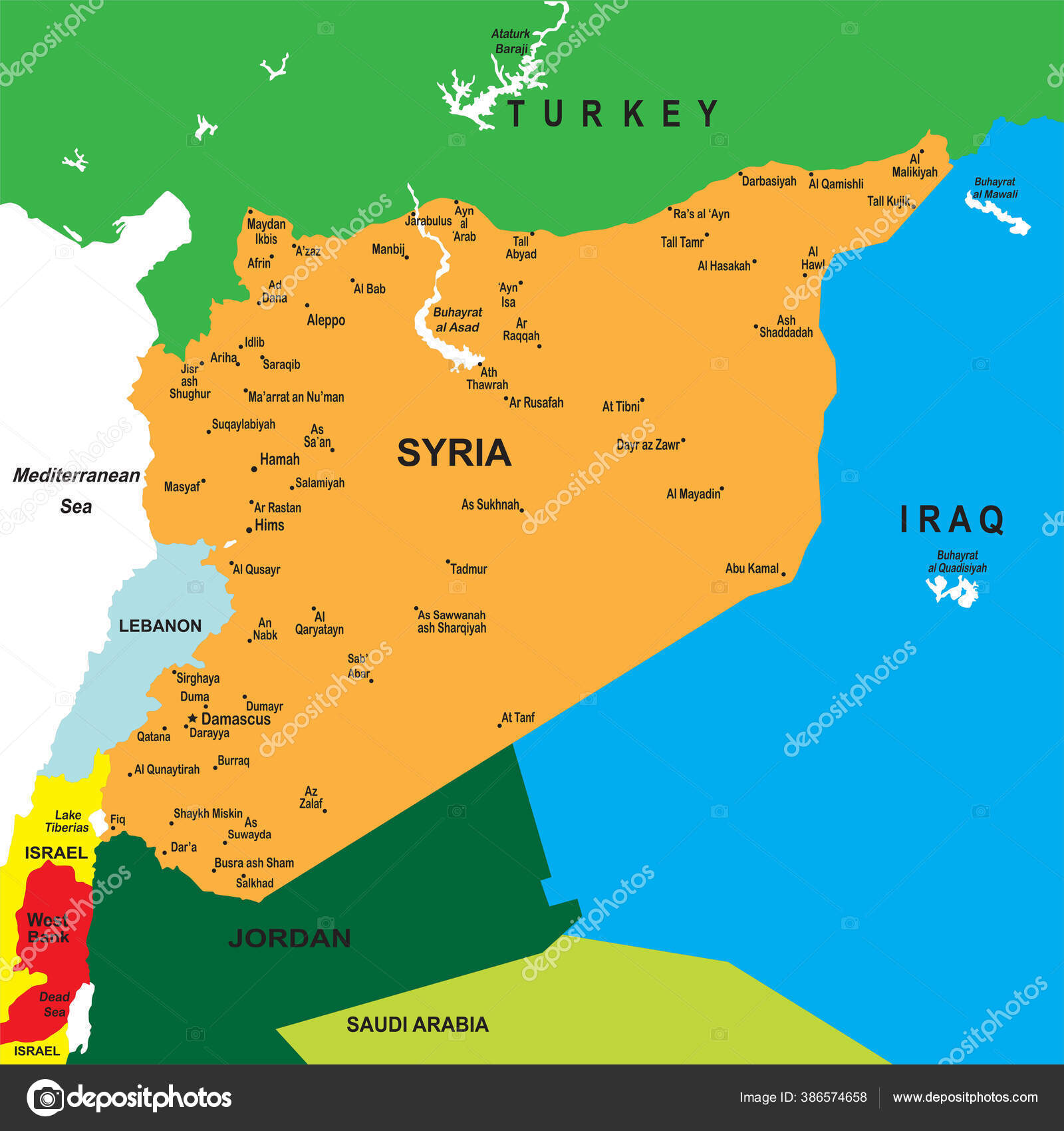 Büyük Şehirlere Sahip Suriye 'Nin Siyasi Haritası ©BogdanSerban ...