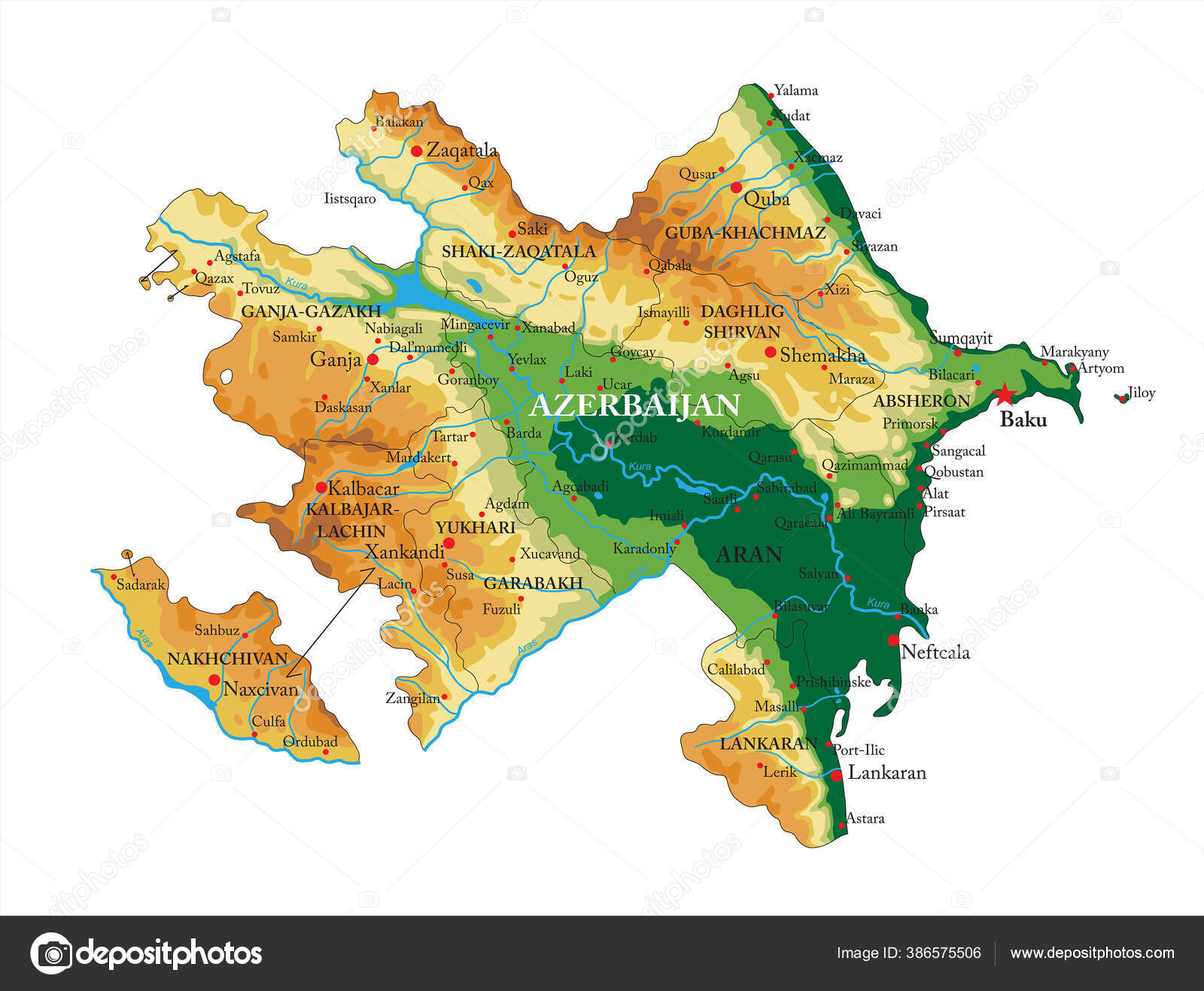 Physical Map Of Azerbaijan