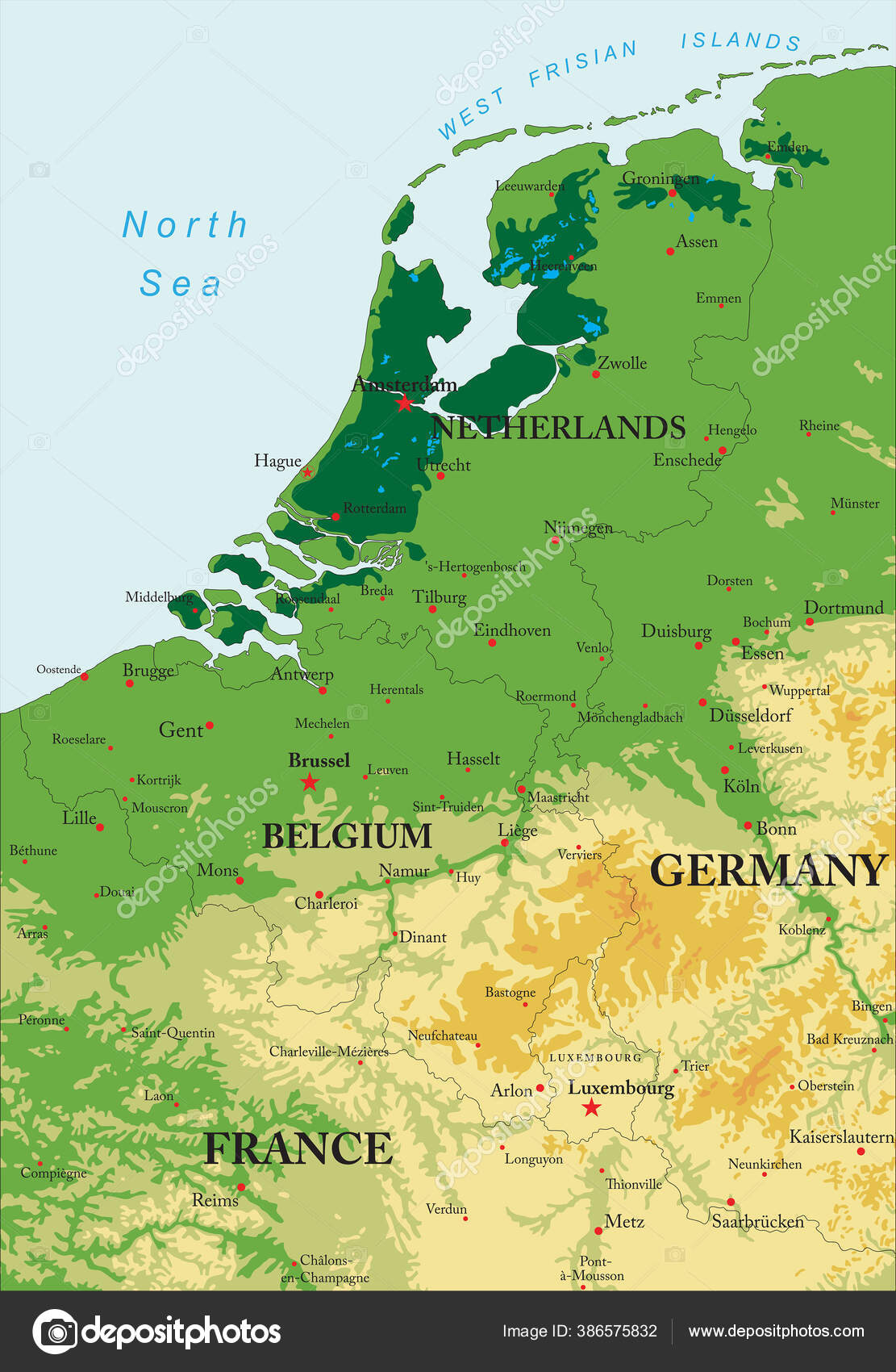 Highly Detailed Physical Map Benelux Vector Stock Vector by ... Highly Detailed Physical Map Benelux Vector Stock Vector by ...