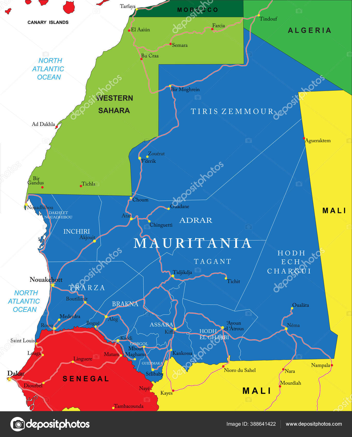 Political Map Of Mauritania