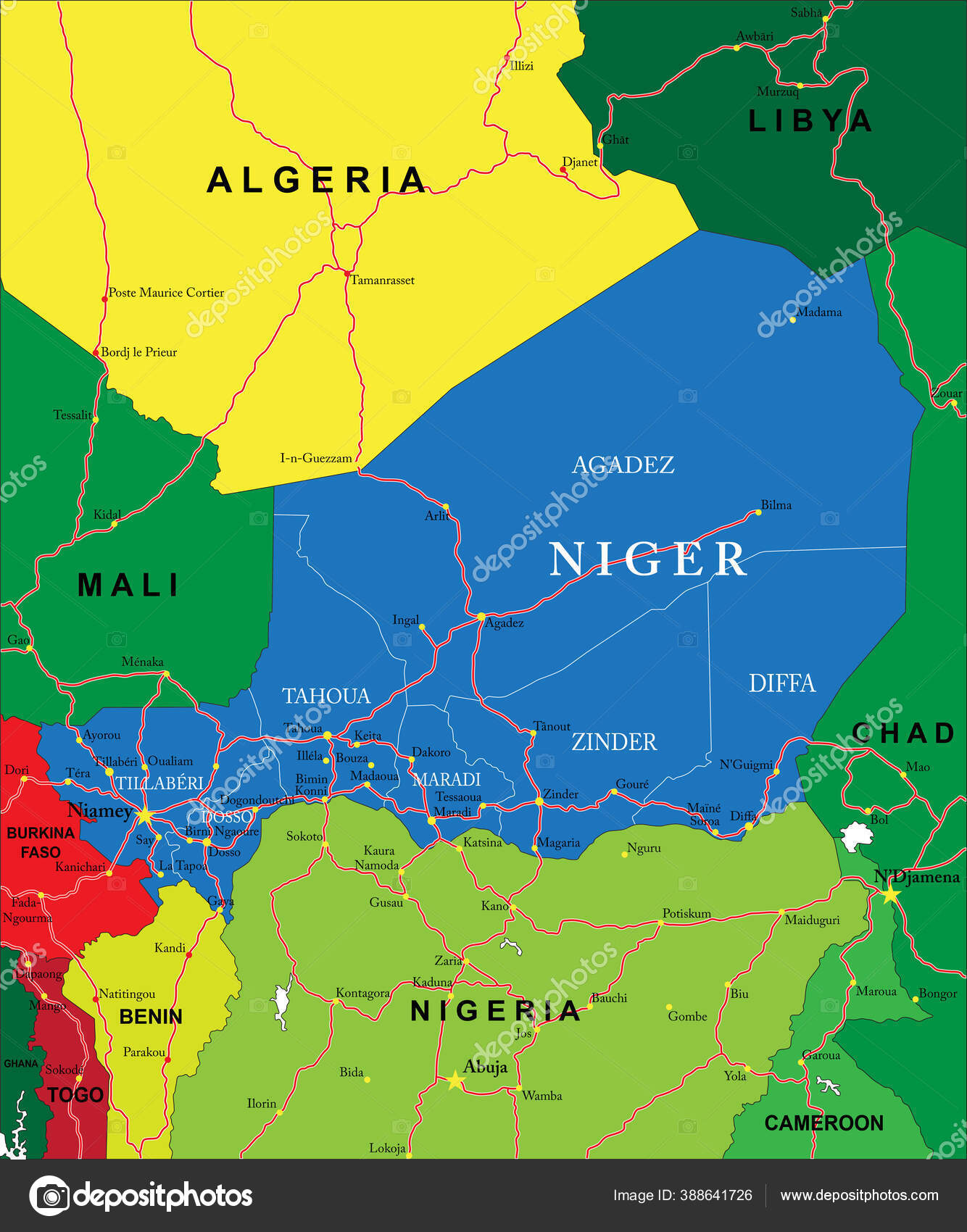 Mapa Do Niger West Africa: Niger, Mali, Senegal & Gambia, And Nigeria