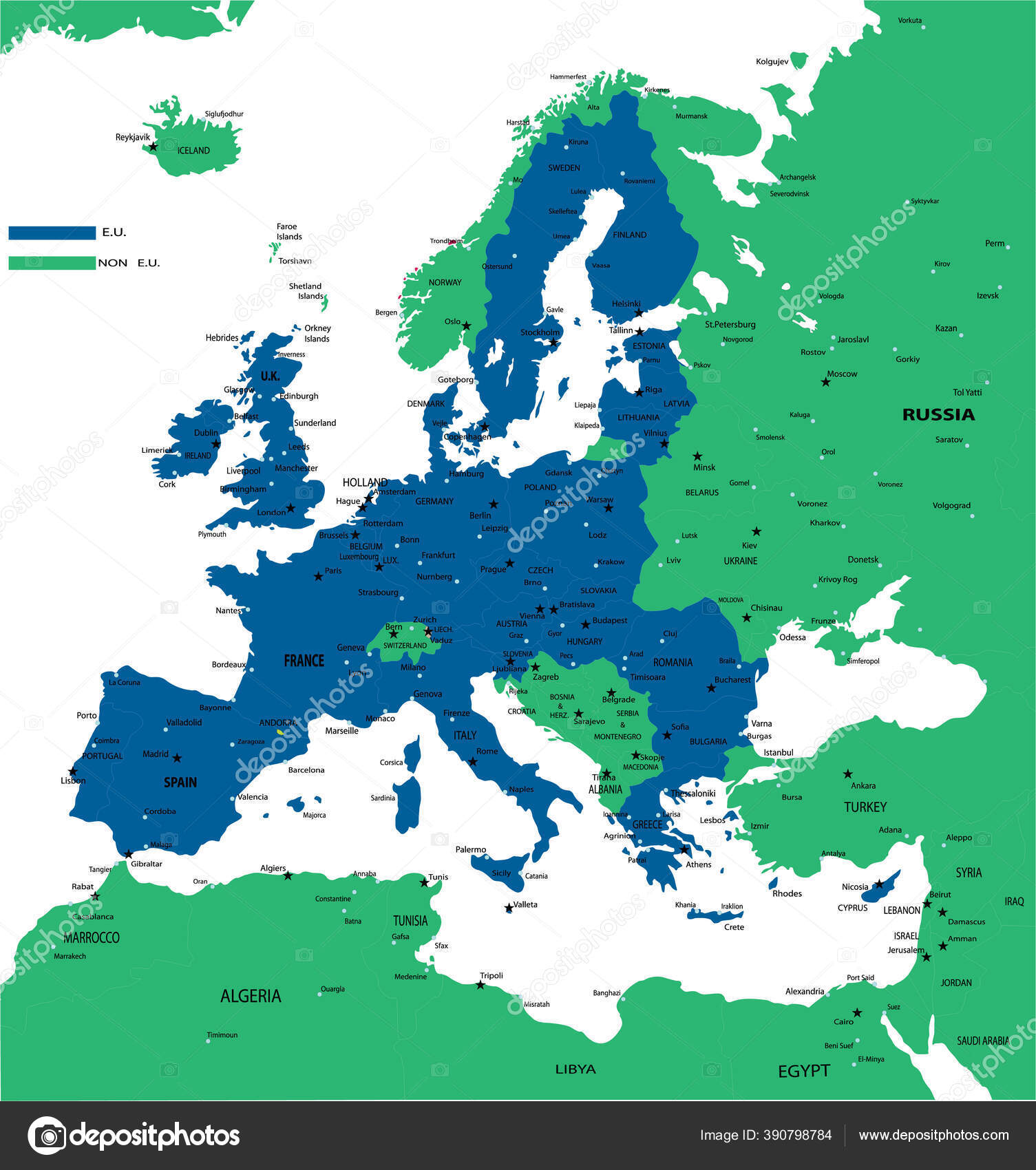 Avrupa Birliği Siyasi Harita ©BogdanSerban 390798784'e ait Stok Vektör