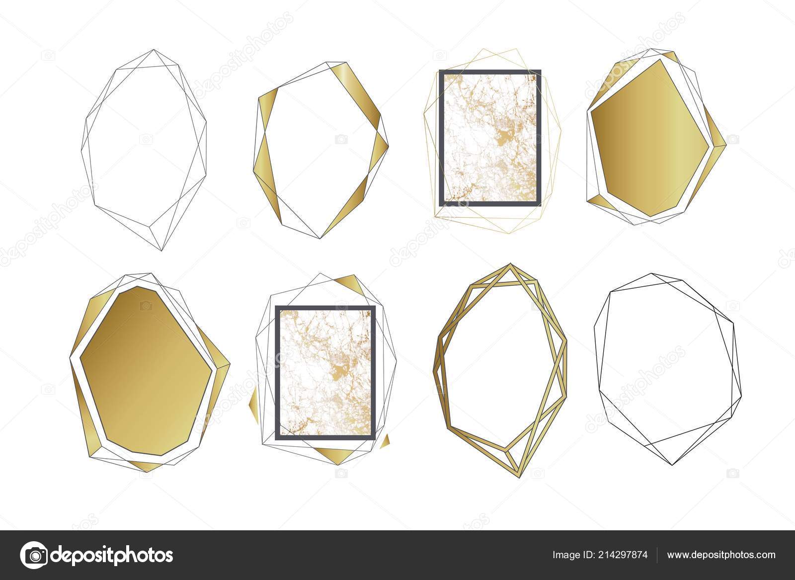 Geometric Gold Frame Design Composition Card Invitation Date Wedding ...