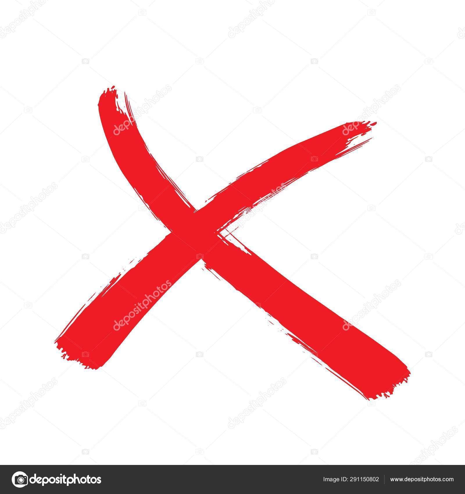 Tanda X merah. Tanda silang simbol grafis. Sapuan kuas silang . Vektor ...