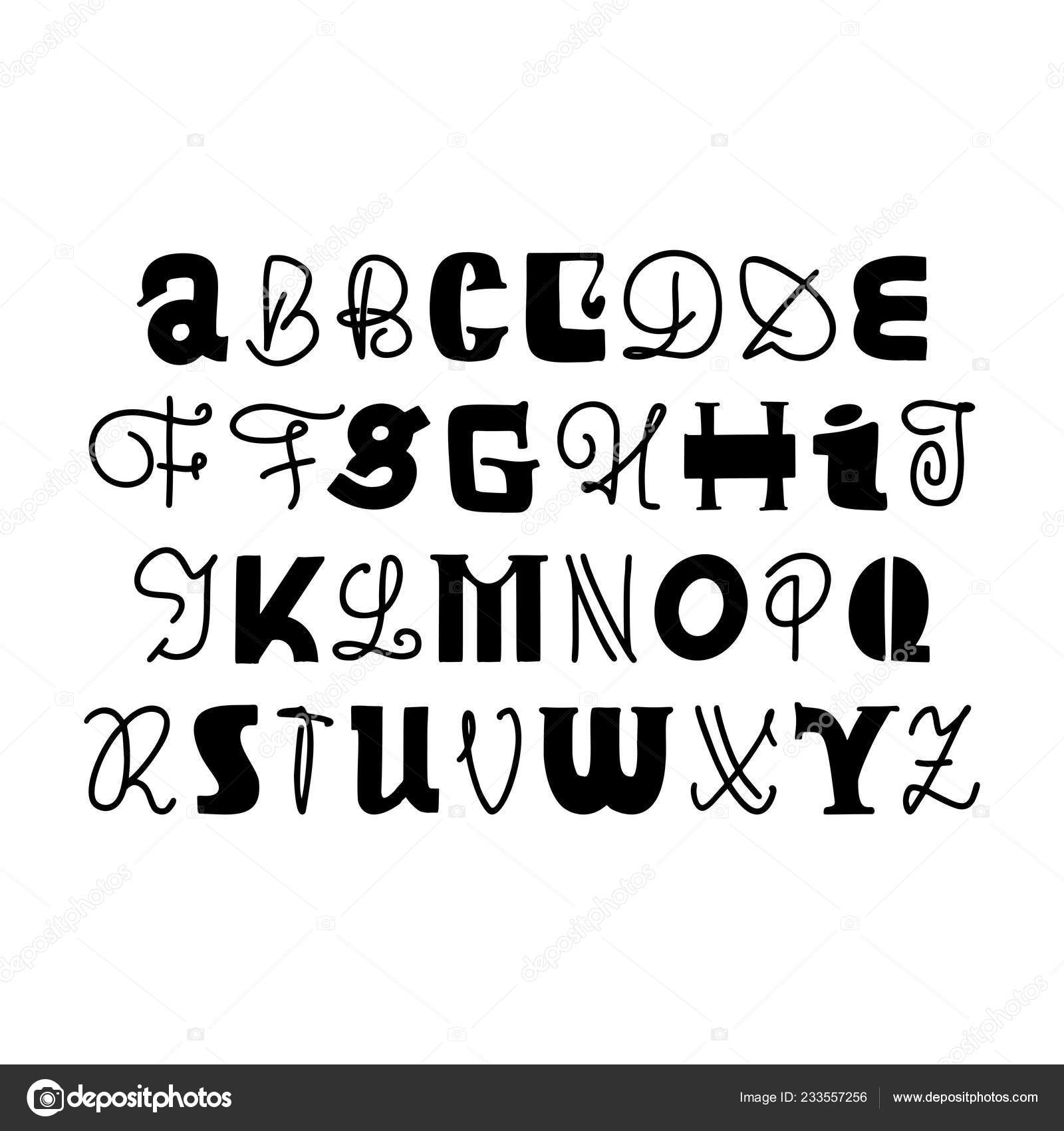 Lettering handmade font. Decorative alphabet black color for the design ...