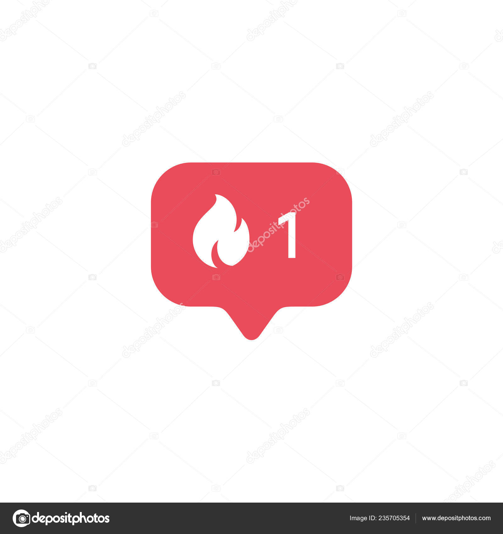 Red Fire New Message Bubble Quantity Number Notifications Icons ...
