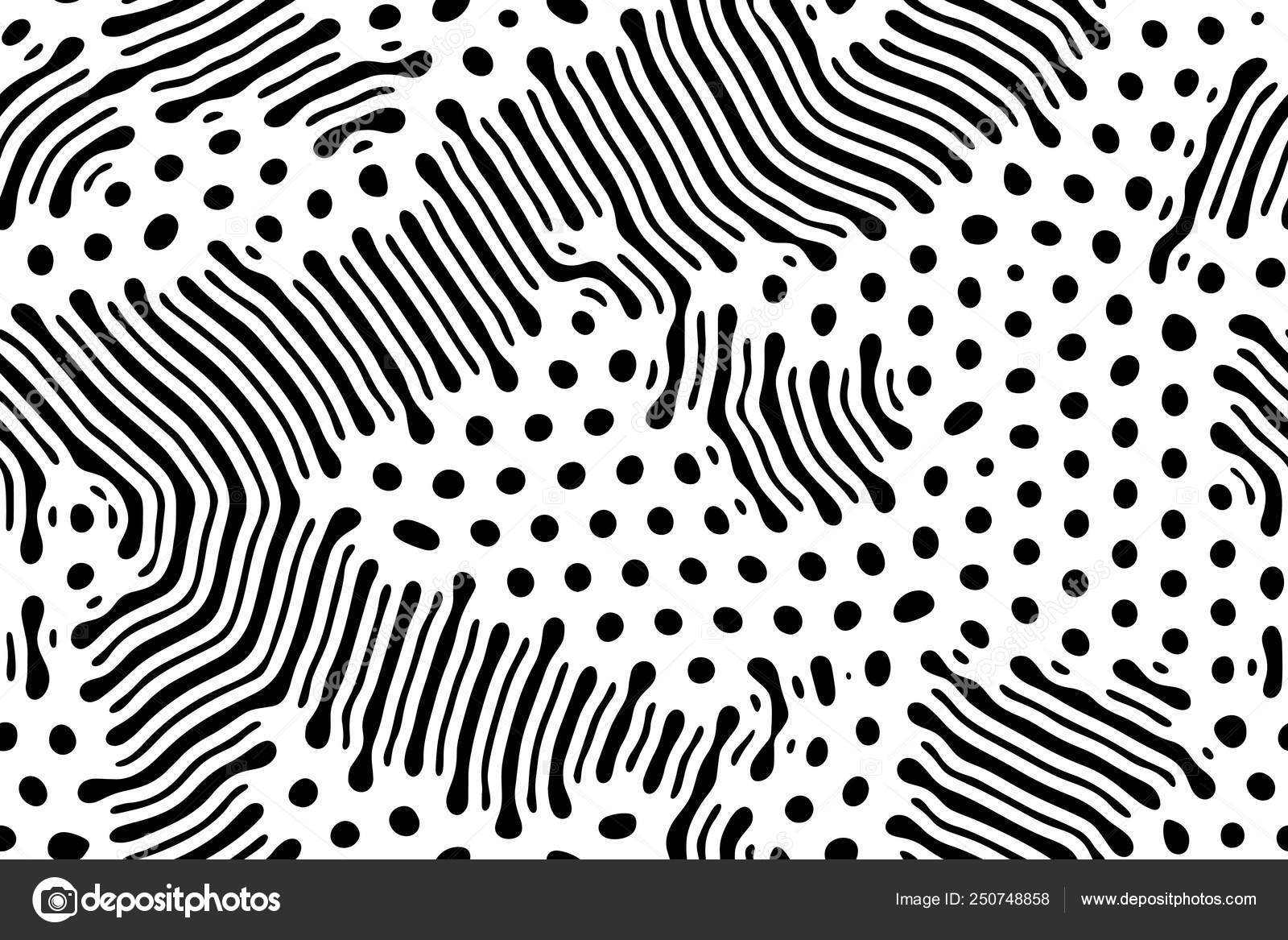 Diffusion reaction vector seamless pattern. Black and white organic ...