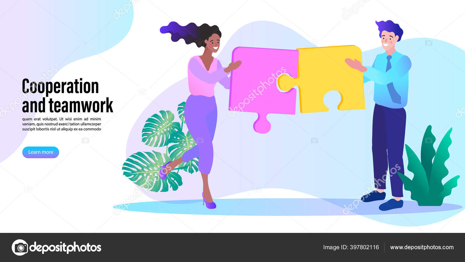 Man Woman Fitting Together Pieces Jigsaw Puzzle Concept Teamwork ...