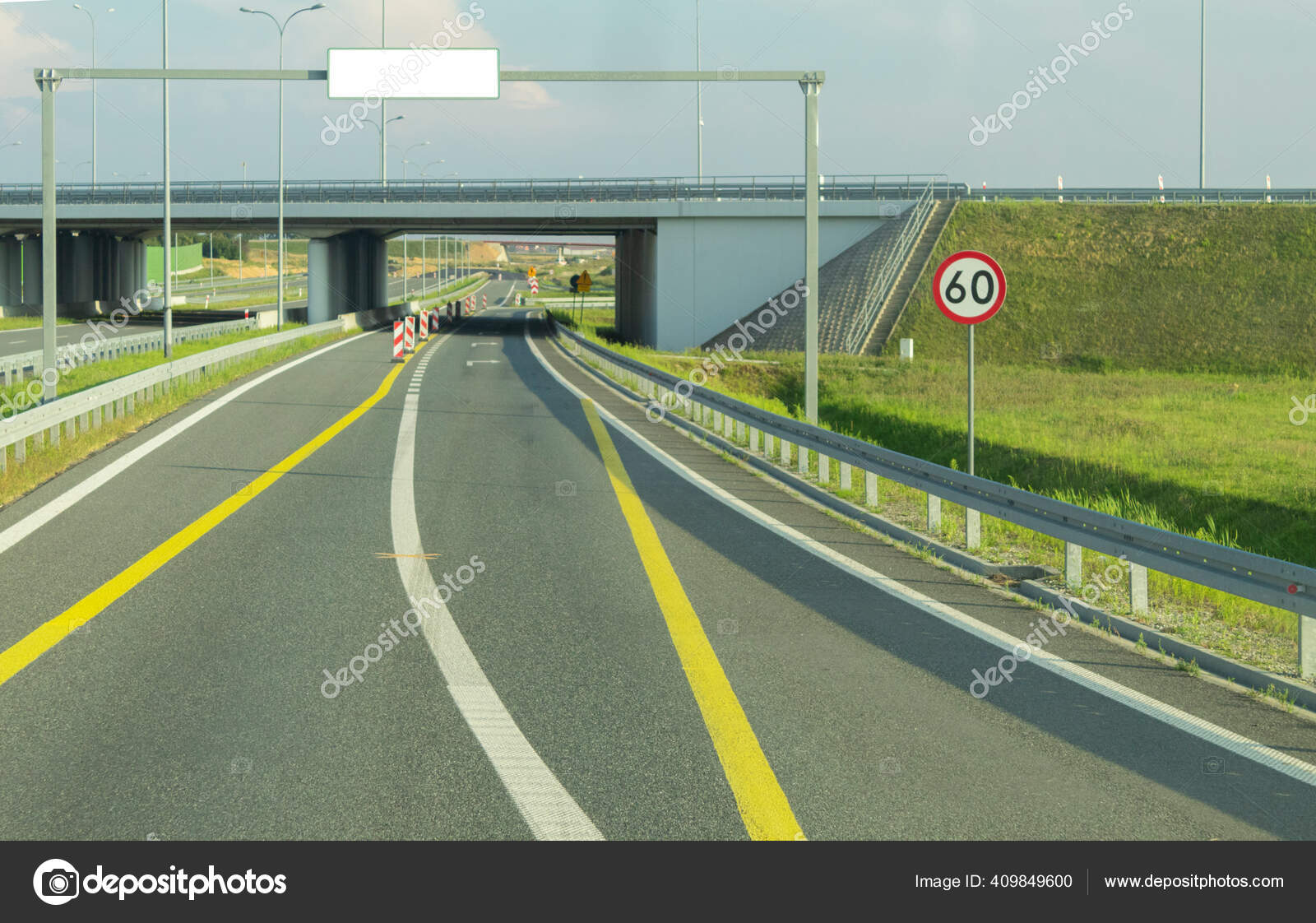 Road Sign Highway Speed Limit View Road Car Roads Markings Stock Photo ...