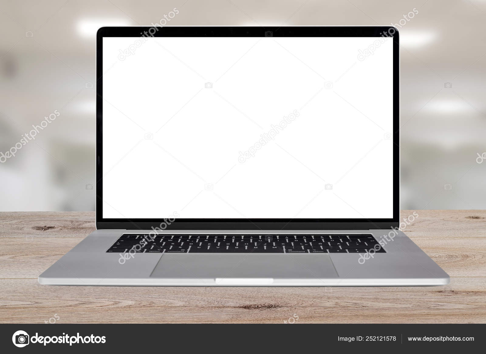 Silver laptop computer mock-up — Stock Photo © wdnet #252121578
