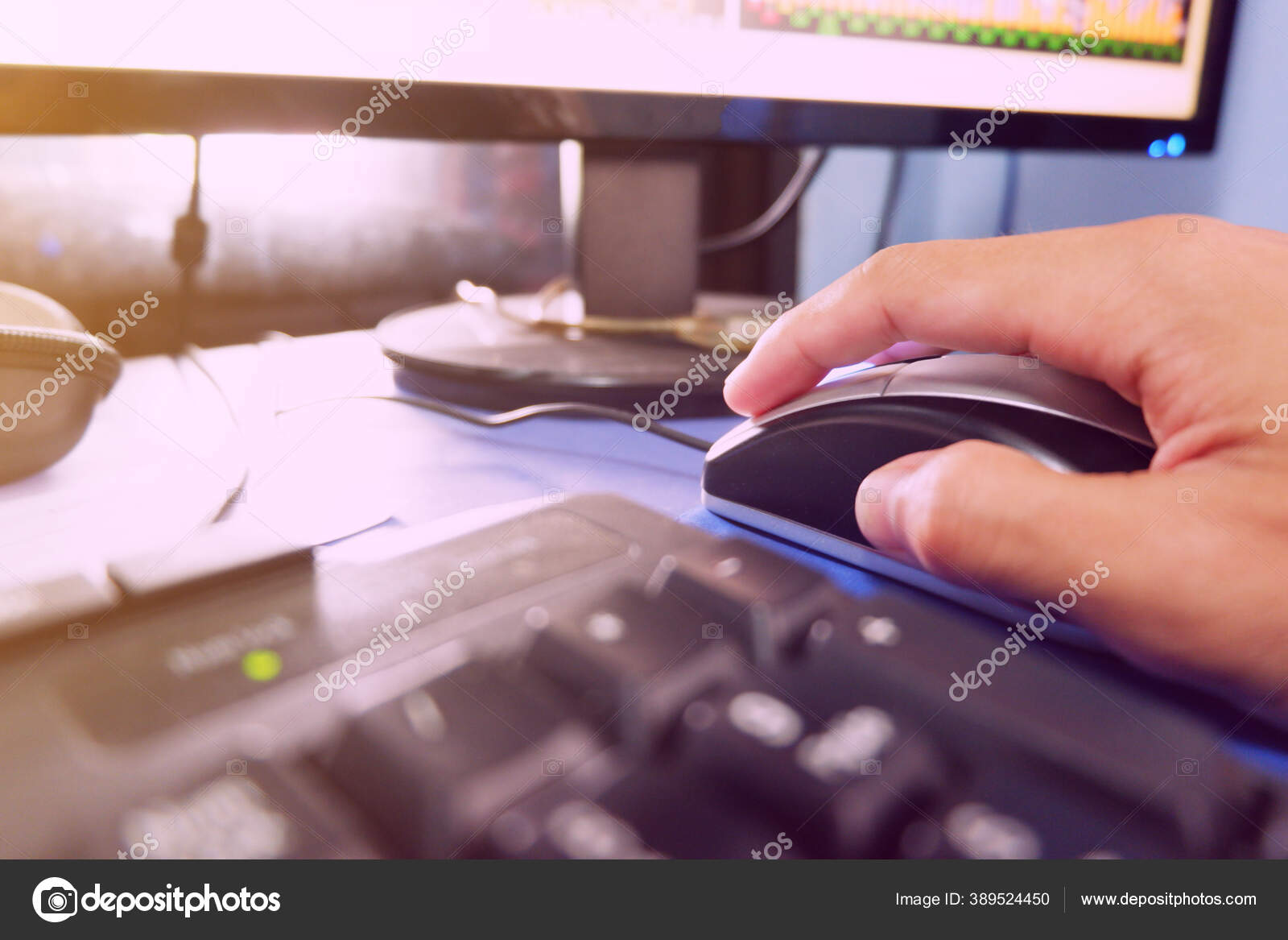 Using Mouse Control Working Computer Job Business — Stock Photo ...