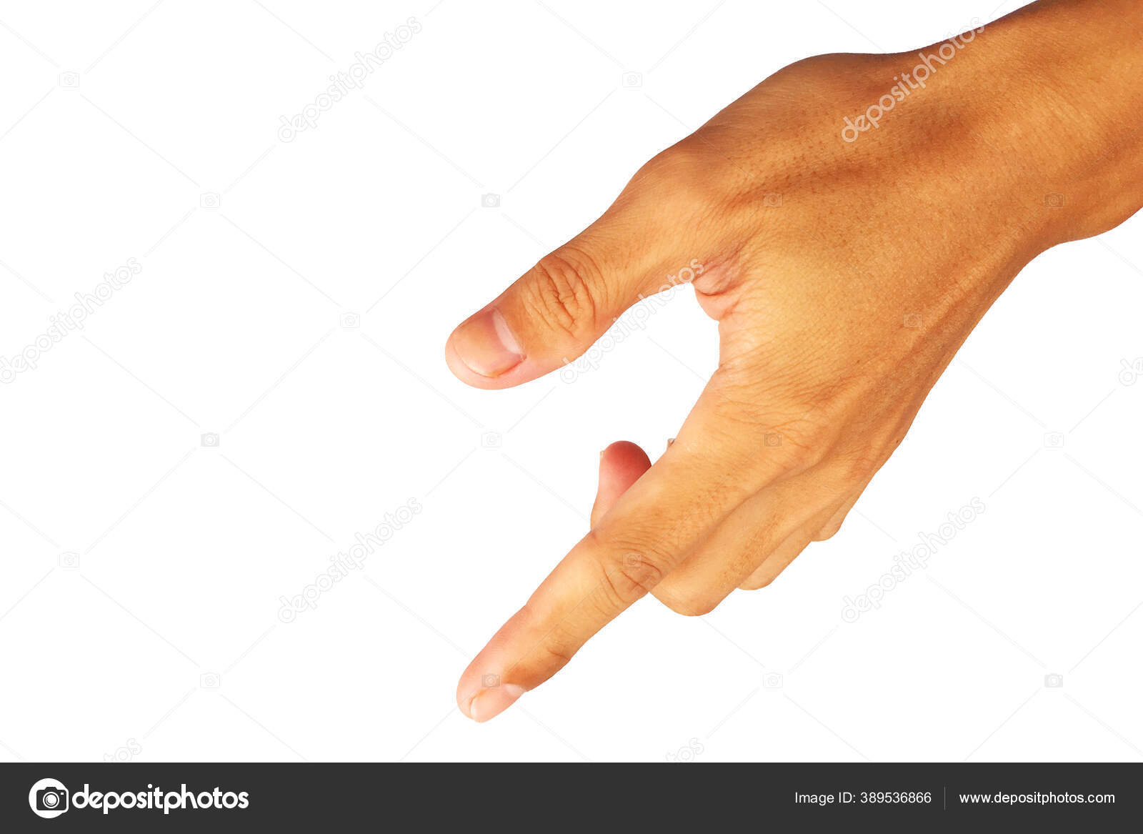 Close Touch Forefinger Press Something Isolated White Background Stock ...