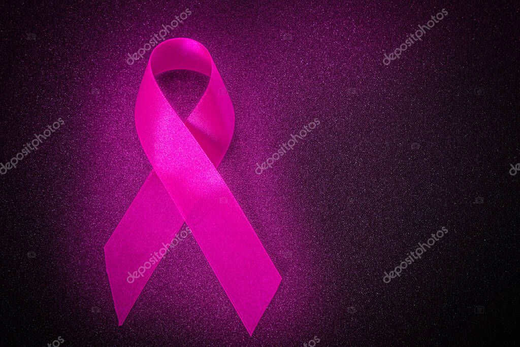 Cinta rosa en color neón con brillo, símbolo de conciencia del cáncer ...