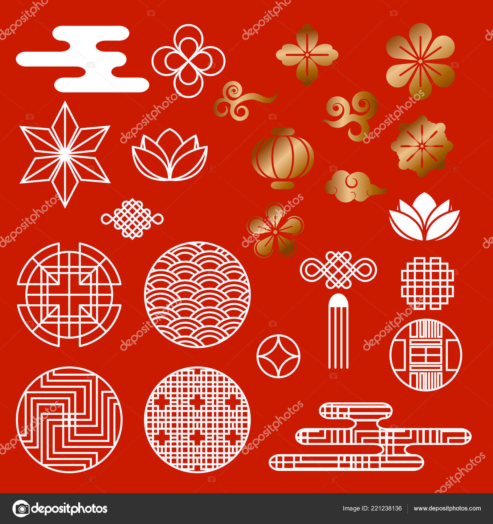 Oriental asian traditional korean japanese chinese style pattern ...