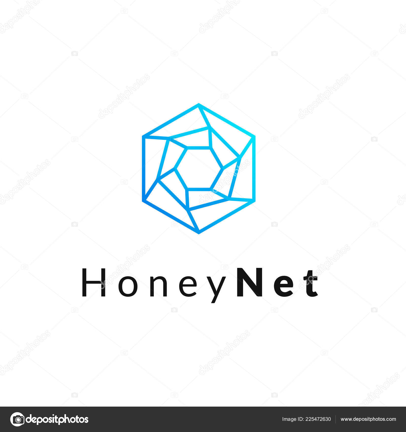Hexagonal geometrical social network logo icon, simple lines.Honeycomb ...