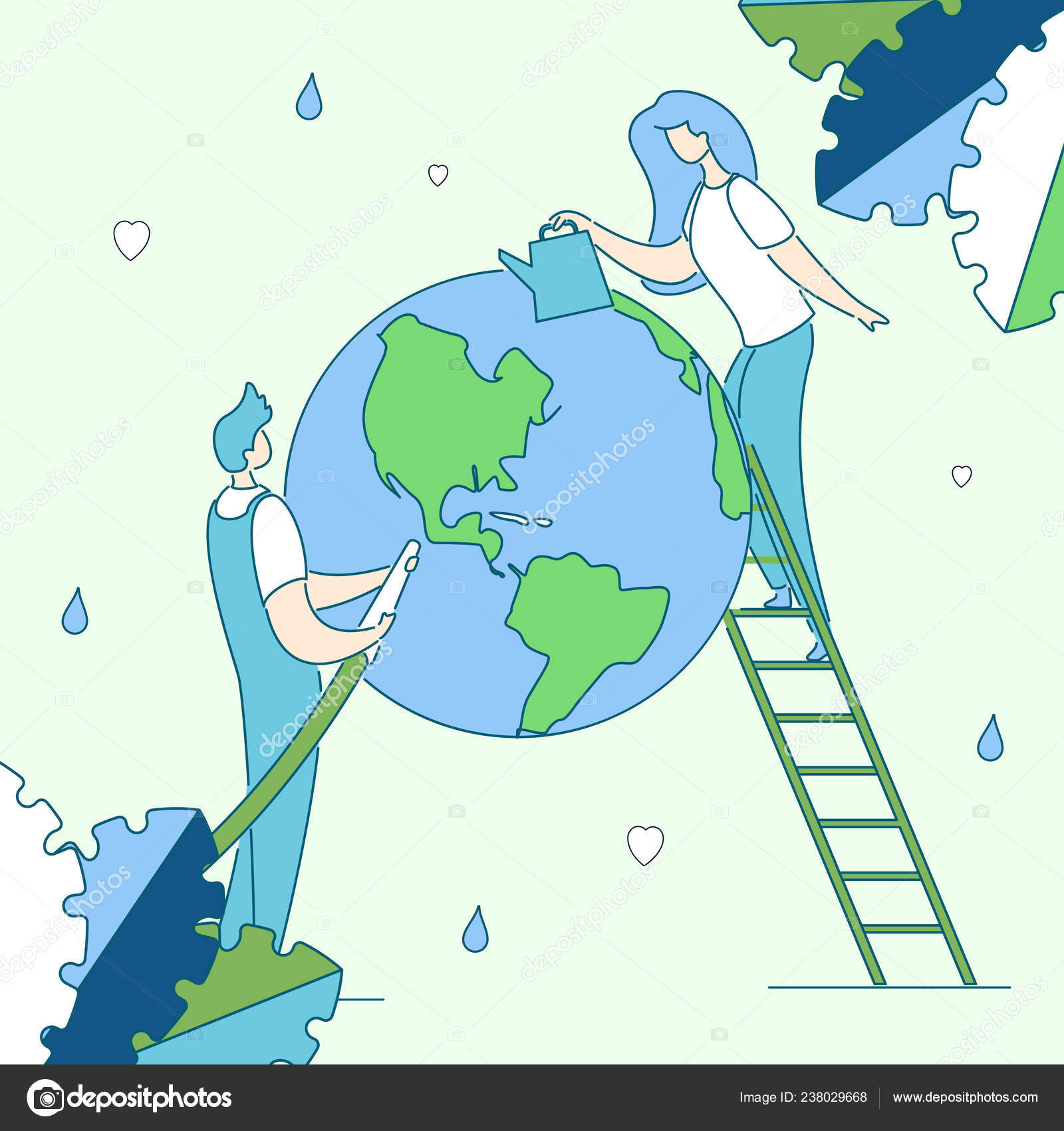 Colorful modern cartoon flat characters,water saving,conservation ...