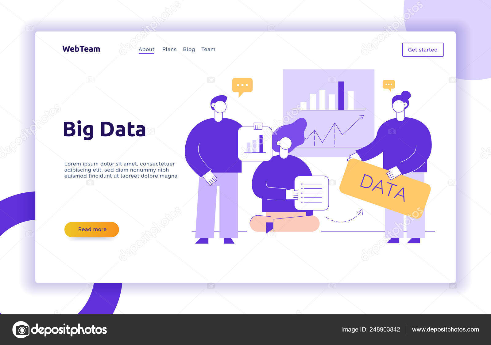 Vector big data web page banner concept design template with big modern ...